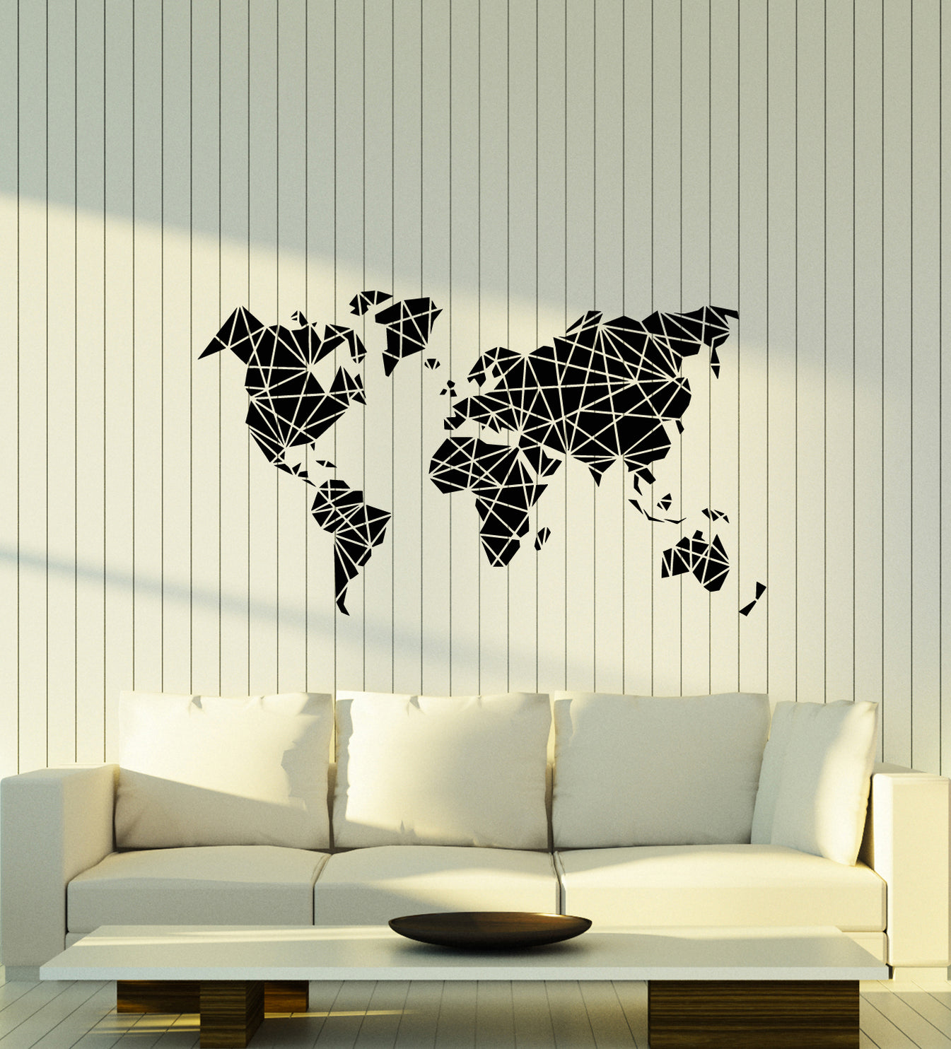 Vinyl Wall Decal Abstract World Map Polygonal Living Room Stickers (36 ...
