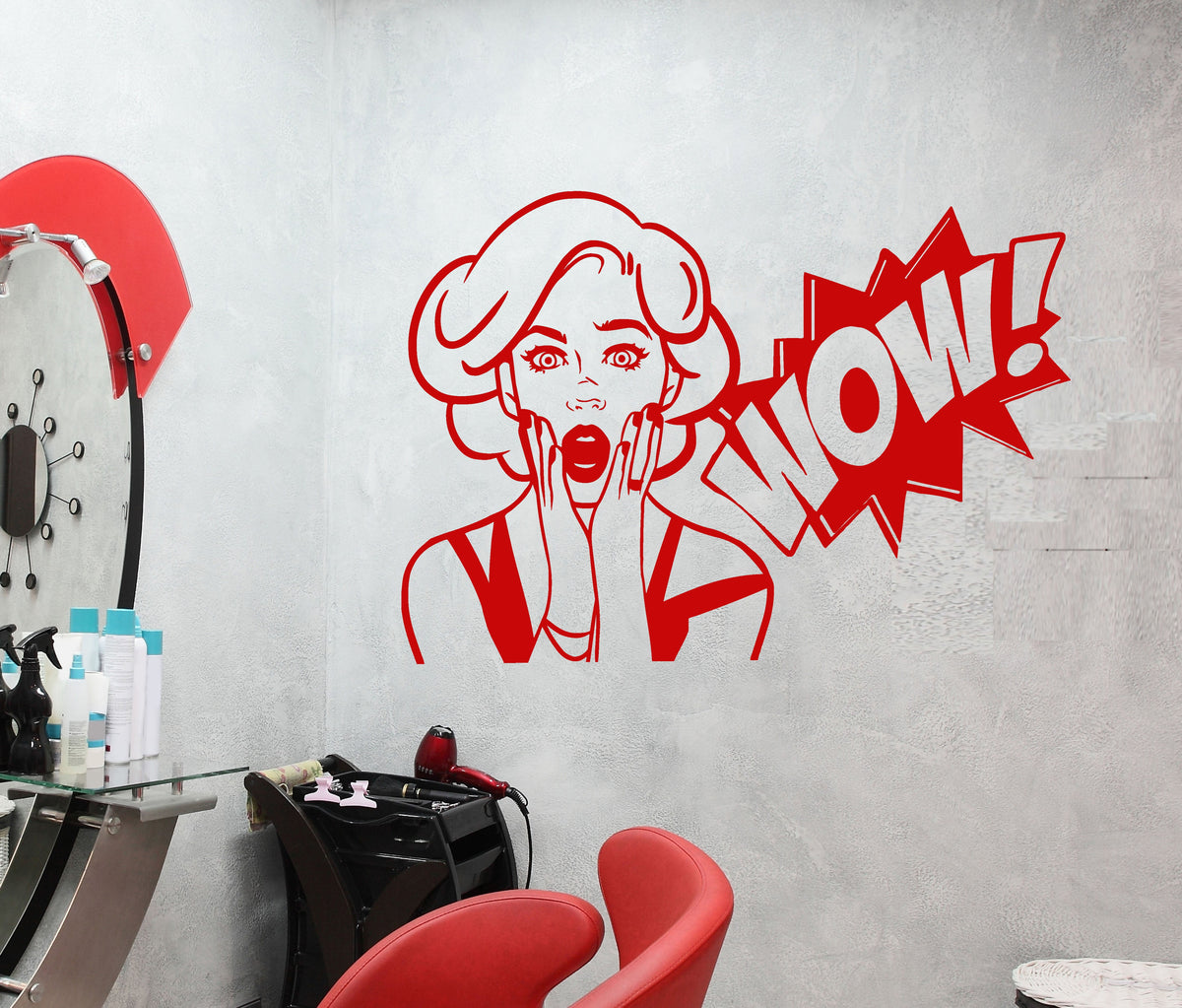 Vinyl Wall Decal Comic Girl Wow Word Girl Face Stickers (2196ig ...