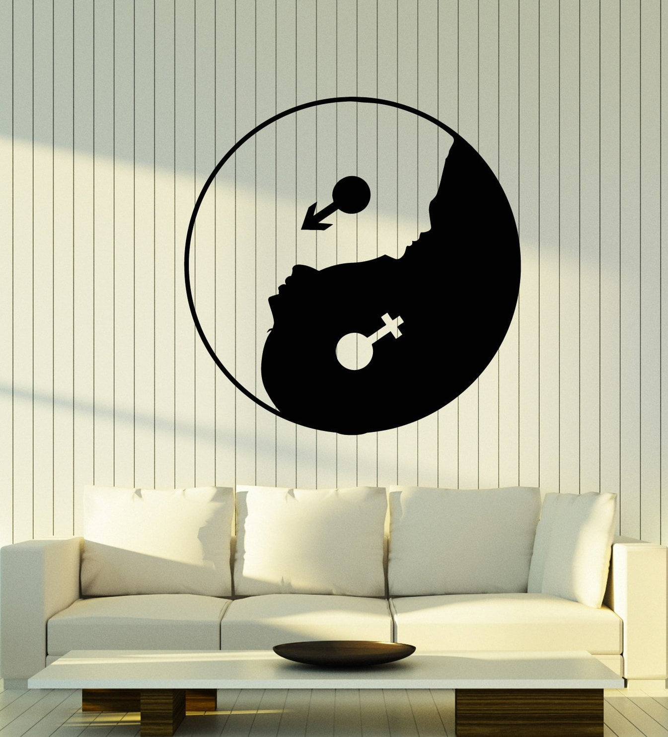 Vinyl Wall Decal Yin Yan Buddhism Woman Man Face Symbol Stickers (2725 ...