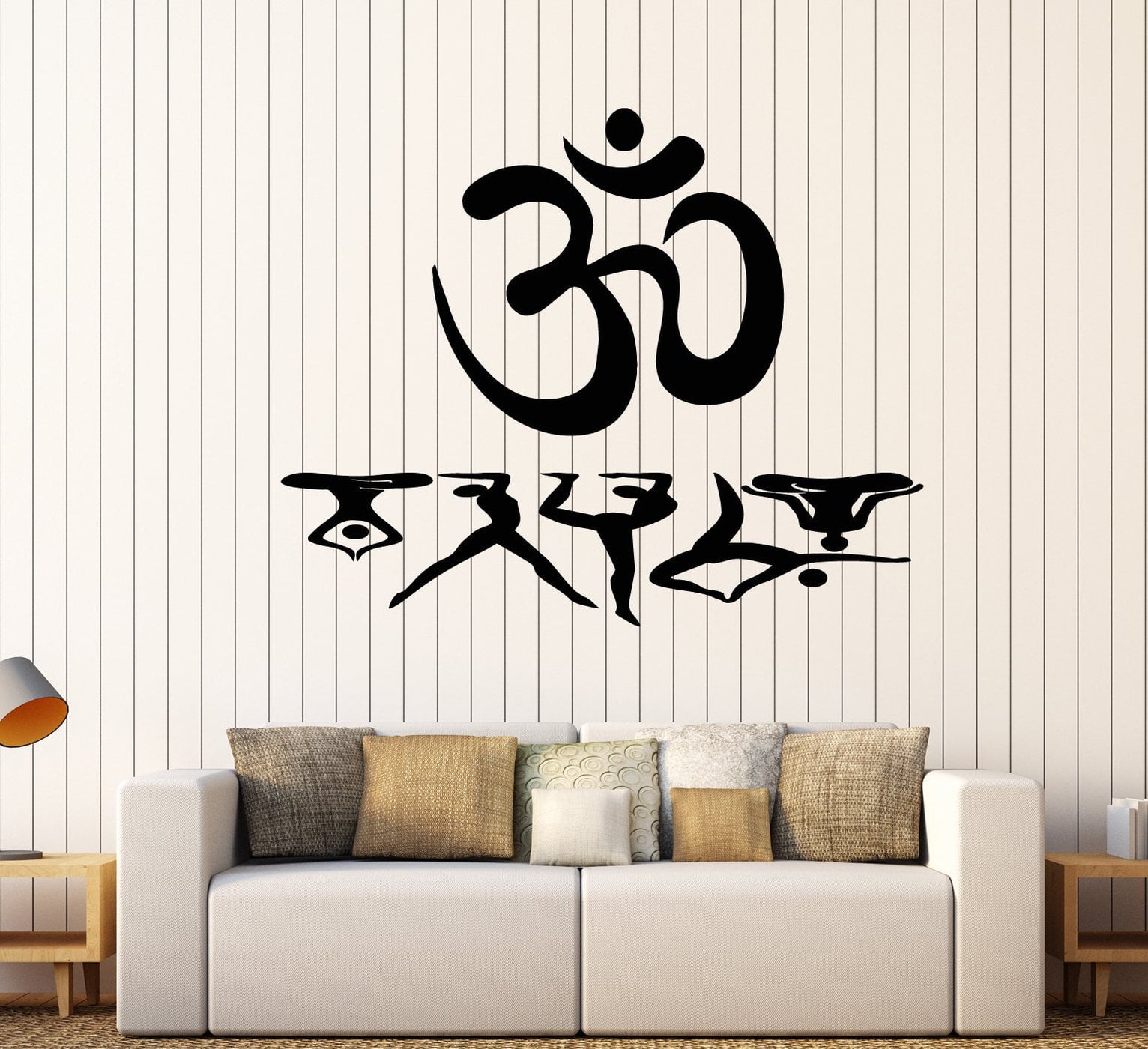 Vinyl Wall Decal Yoga Meditation Pose Om Mantra Stickers Unique Gift ...