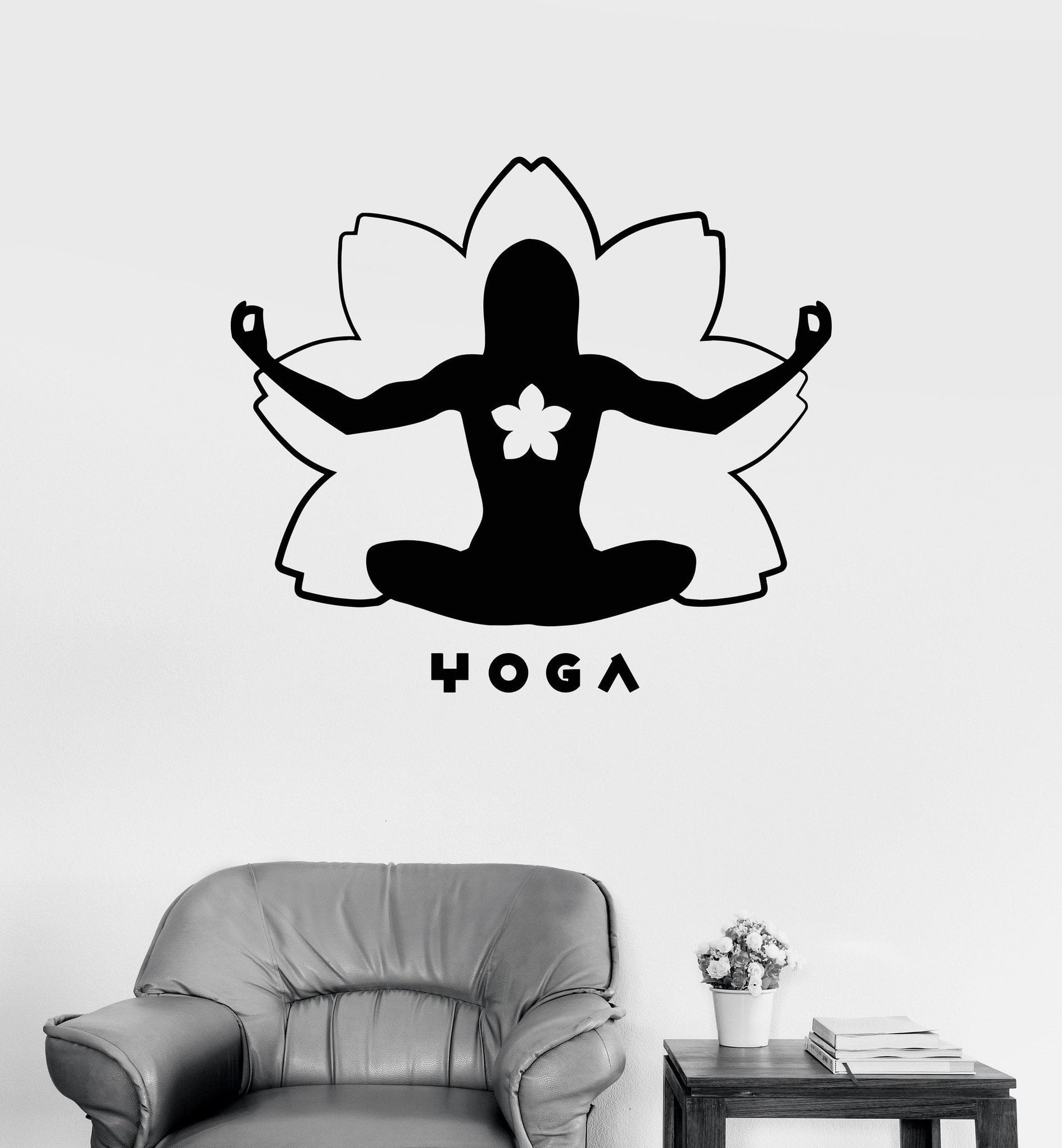 Vinyl Wall Decal Yoga Meditation Pose Lotus Spiritual Art Stickers Uni ...