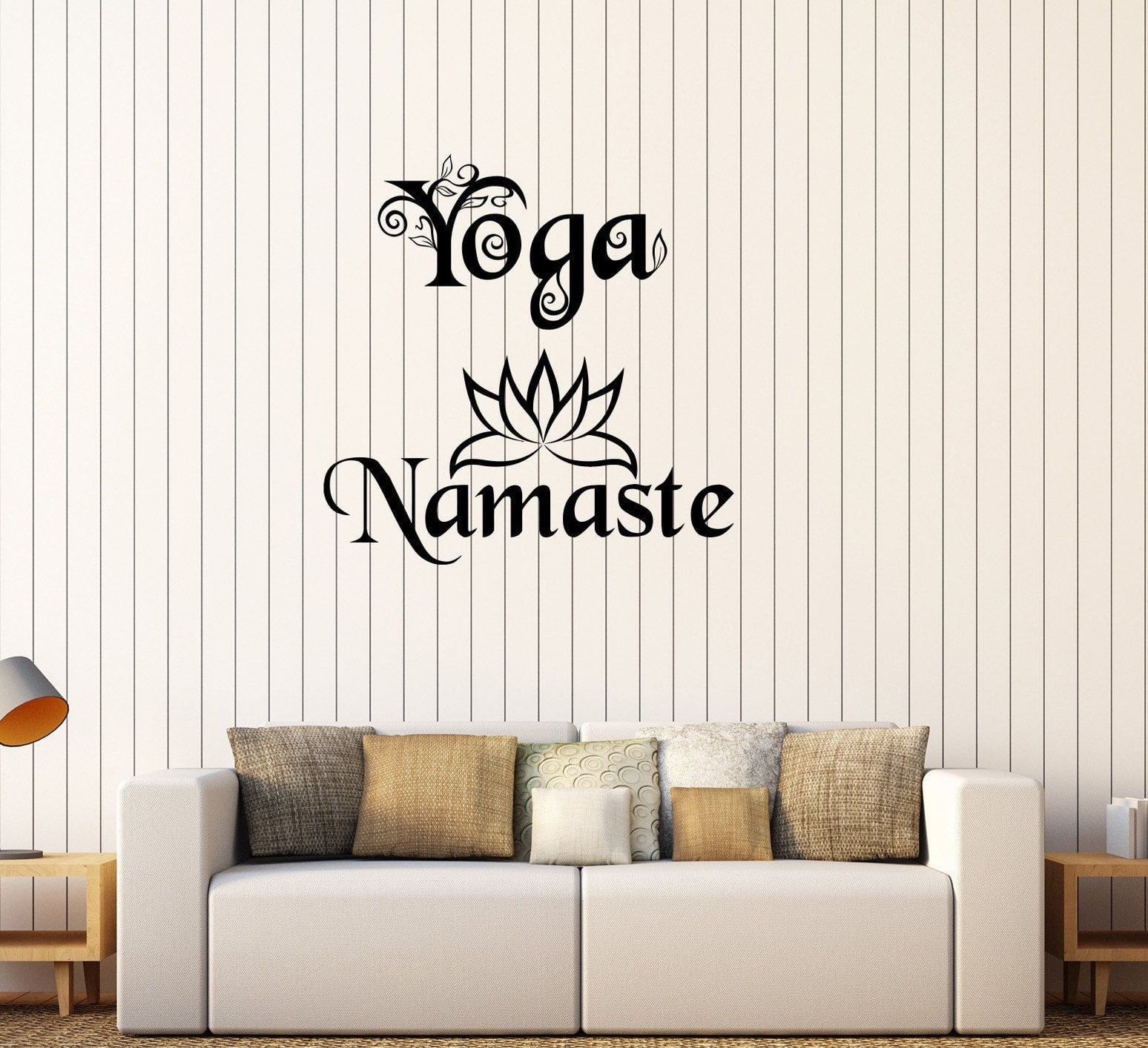 Vinyl Wall Decal Yoga Namaste Lotus Hinduism Hindu Mural Stickers Uniq ...