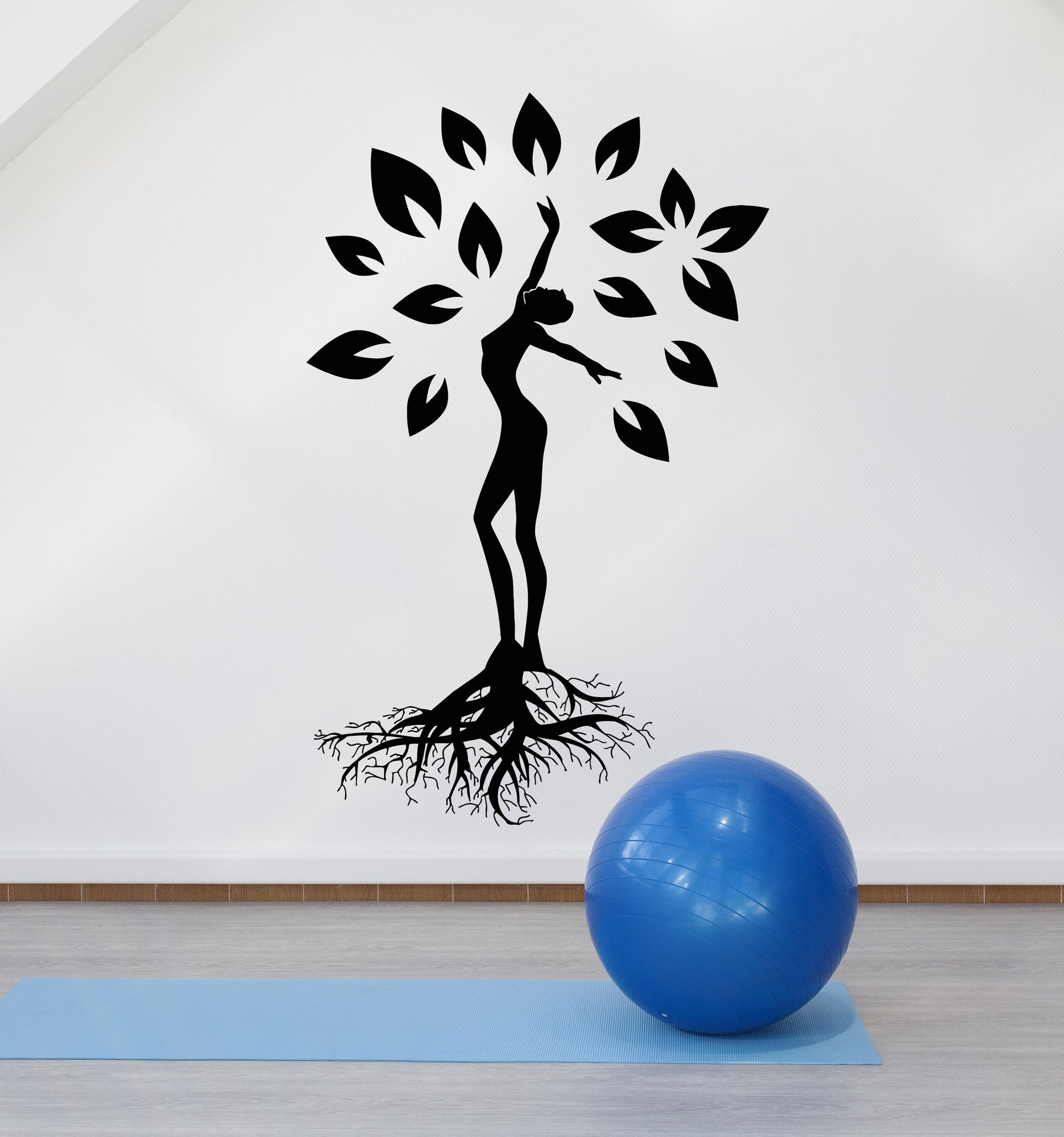 Vinyl Wall Decal Yoga Meditation Pose Tree Nature Health And Beauty St ...