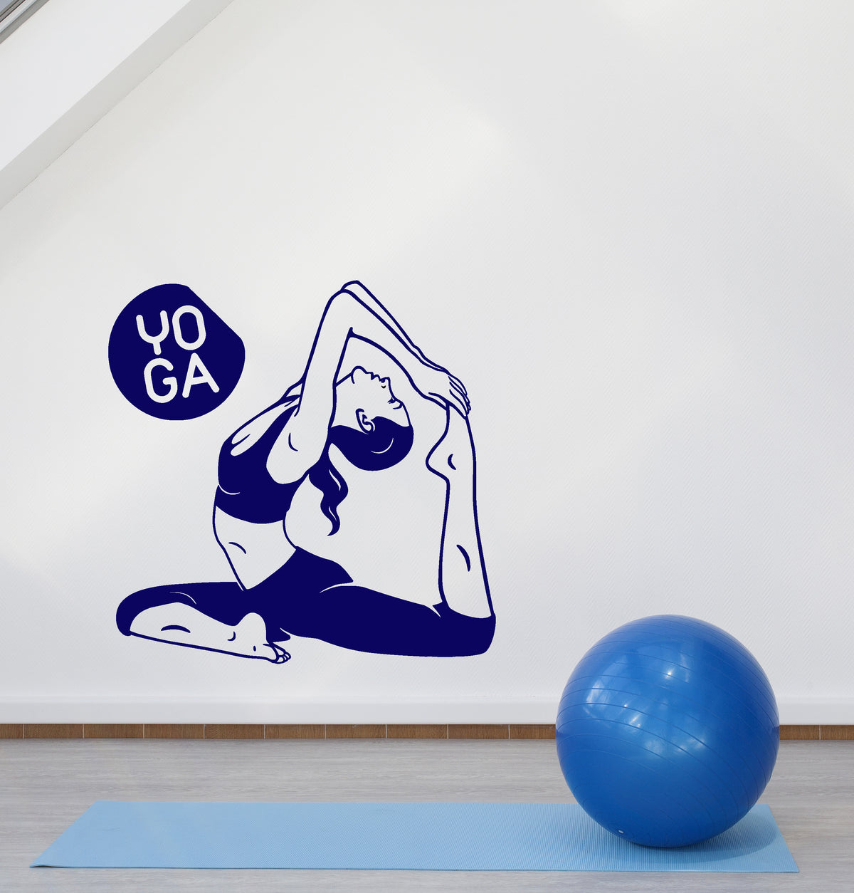 Vinyl Wall Decal Yoga Room Decor Logo Girl Pose Meditation Beauty And ...