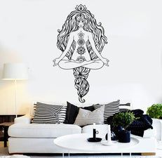 Vinyl Wall Decal Yoga Woman Meditation Hinduism Stickers Unique Gift ...