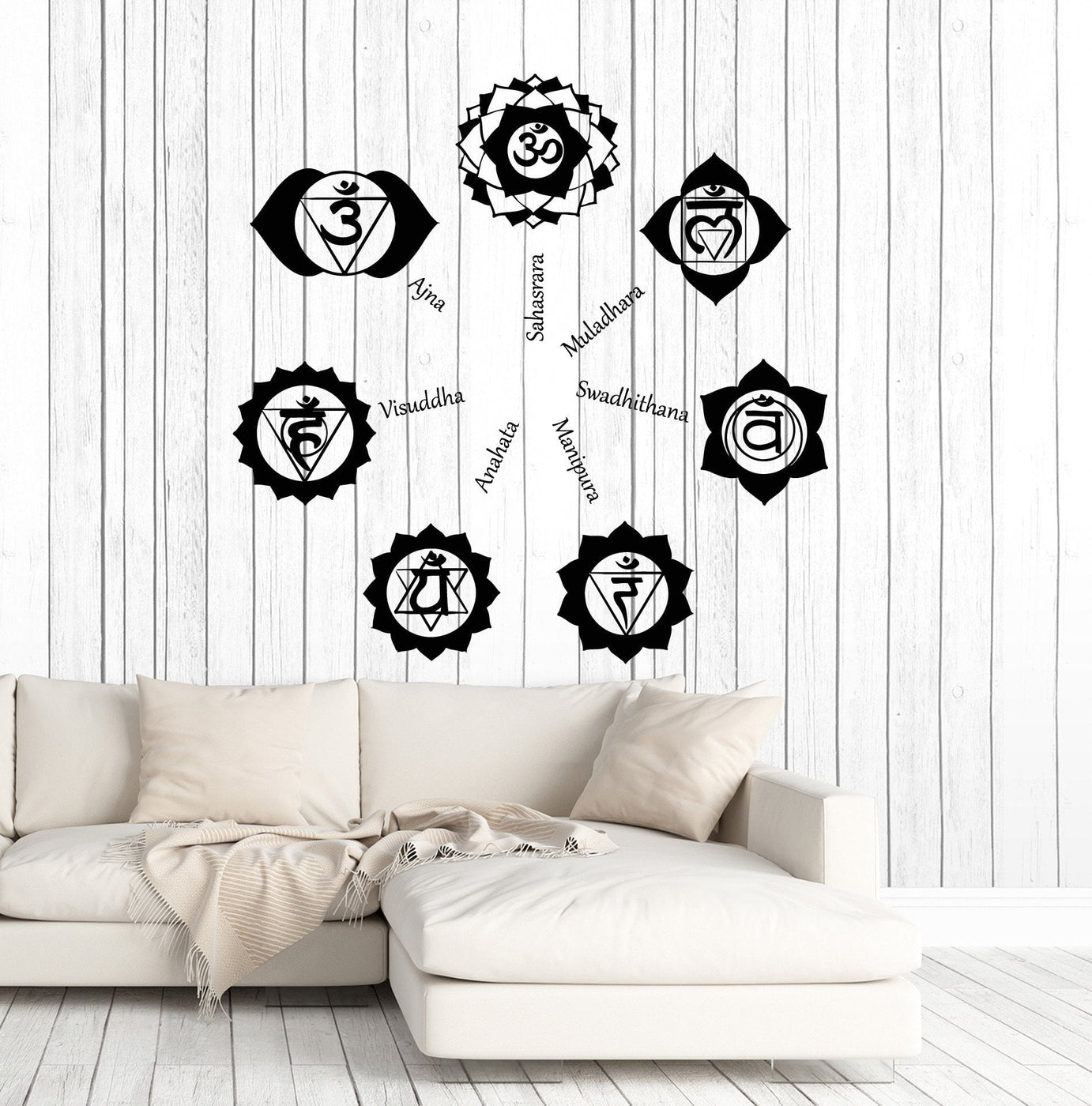 Vinyl Wall Decal Chakras Hinduism Buddhism Yoga Studio Stickers Murals ...