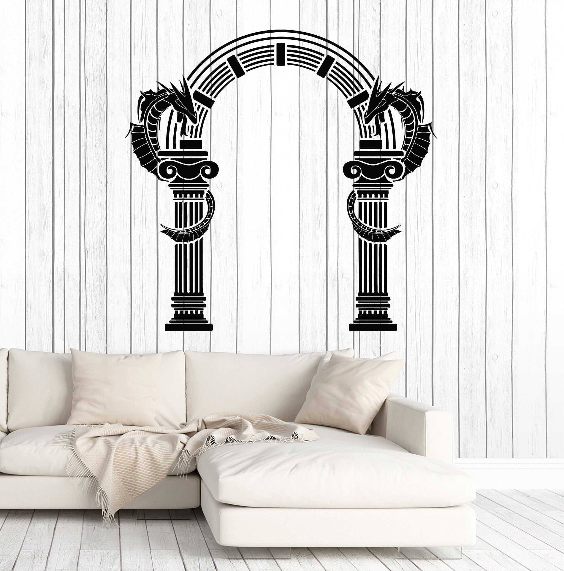 Vinyl Wall Decal Ancient Greek Column Arch Dragons Decor Stickers Uniq ...