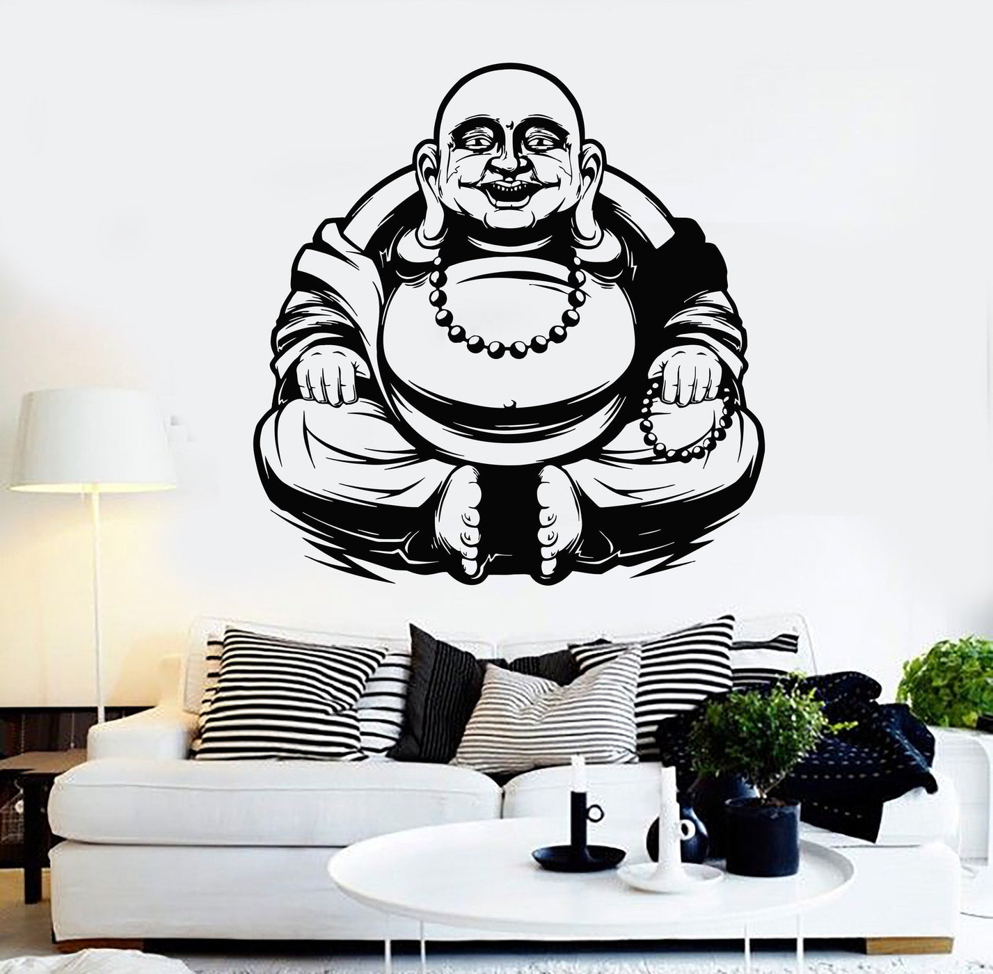 Vinyl Wall Decal Laughing Buddha Buddhism Monk Stickers Unique Gift (i ...