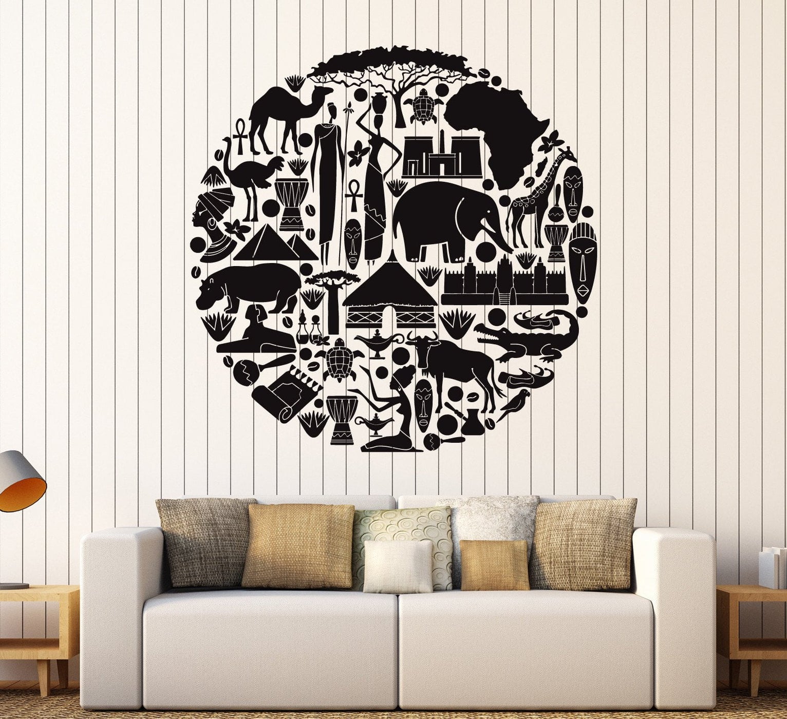 Vinyl Wall Decal African Art Animal Ethnic Style Africa Stickers Uniqu ...