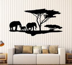 Vinyl Wall Decal African Nature Elephants Family Africa Tree Stickers ...