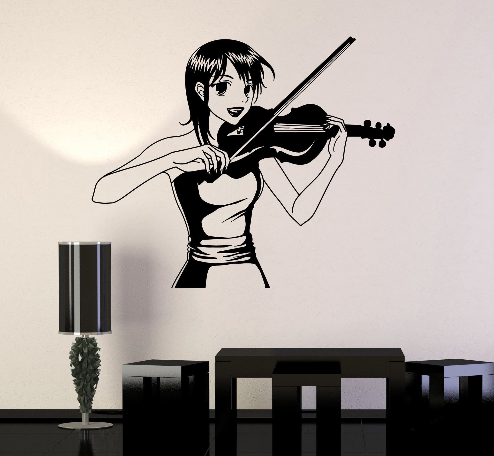 Vinyl Wall Decal Anime Girl Manga Music Violinist Teen Room Stickers U ...