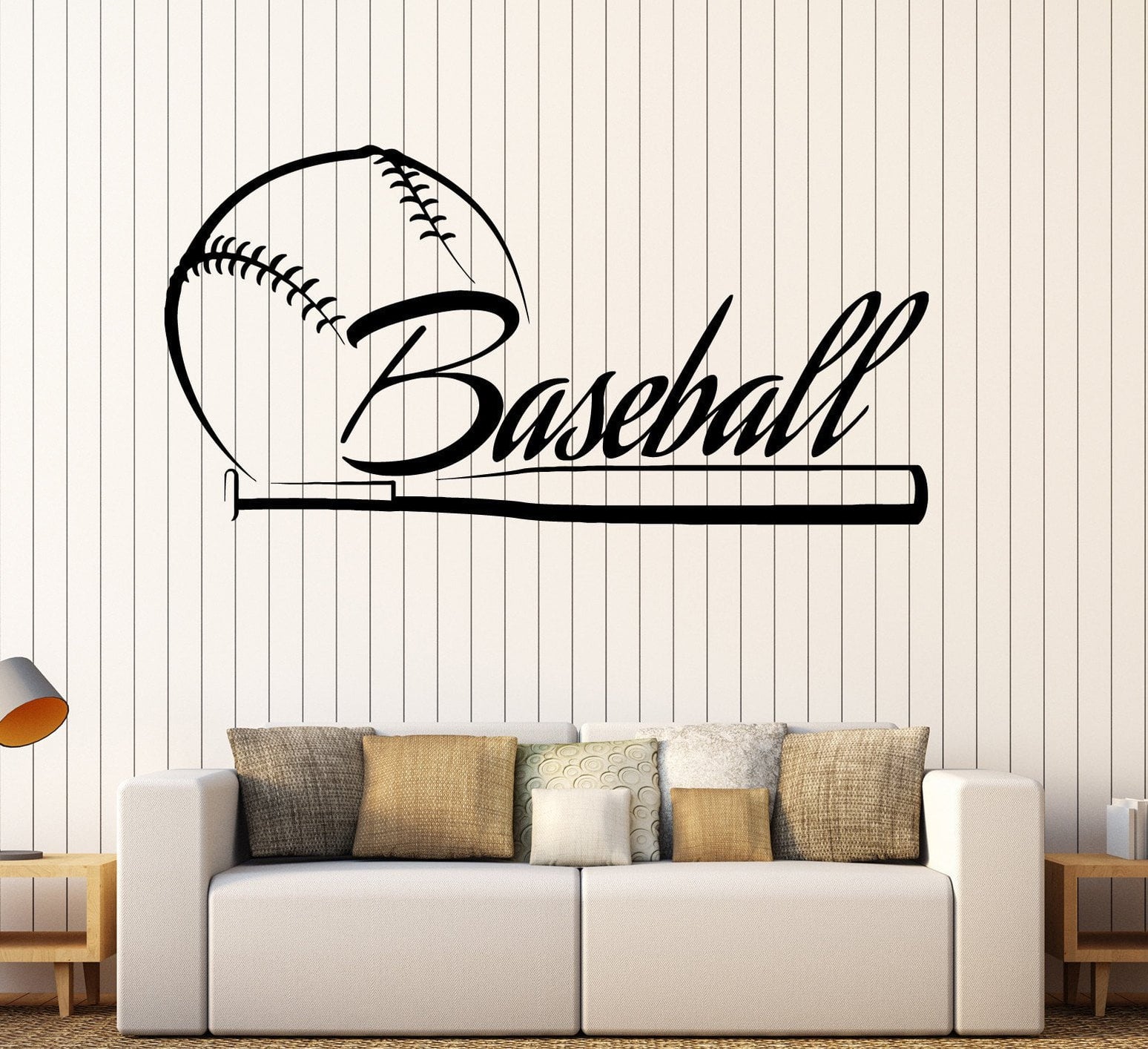 Vinyl Wall Decal Baseball Bat Word Sports Fan Stickers Mural Unique Gi ...