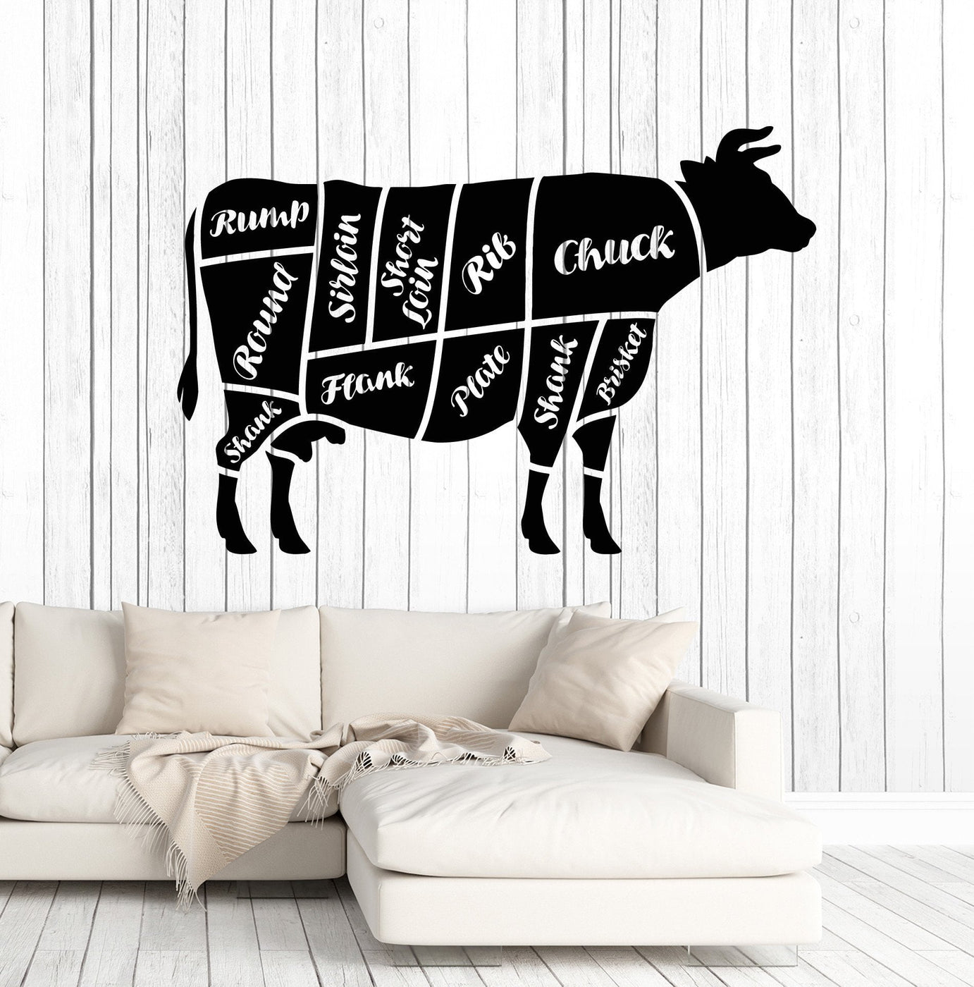 Vinyl Wall Decal Butcher Shop Beef Meat Kitchen Decor Stickers Mural U ...