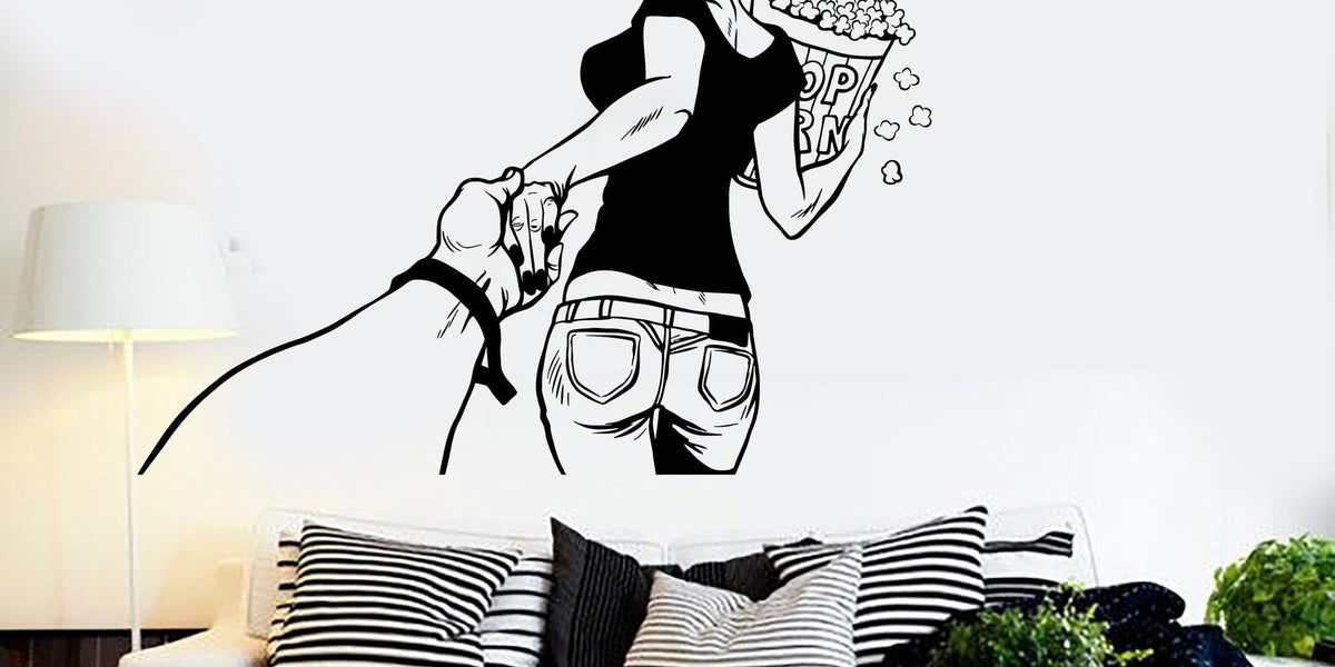 Vinyl Wall Decal Cinema Girl Come with Me Film Movie Stickers Unique G ...