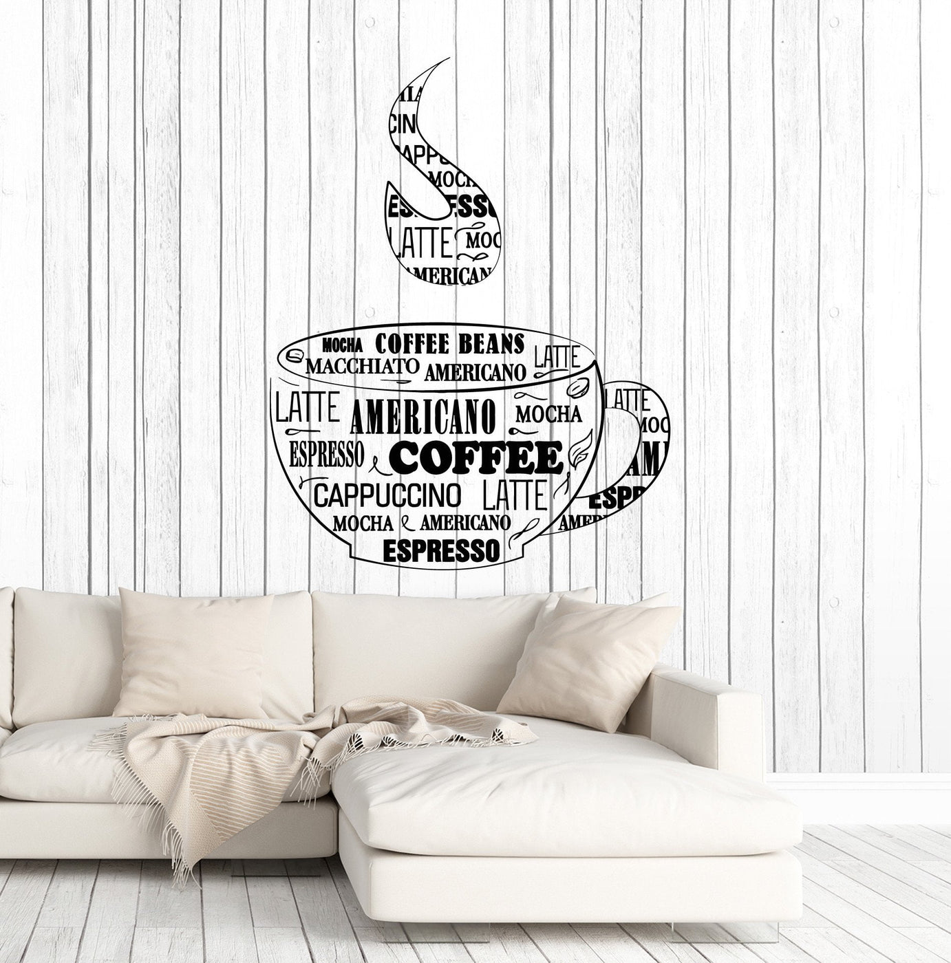 Vinyl Wall Decal Coffee Cup Shop Words Kitchen Dining Room Unique Gift ...