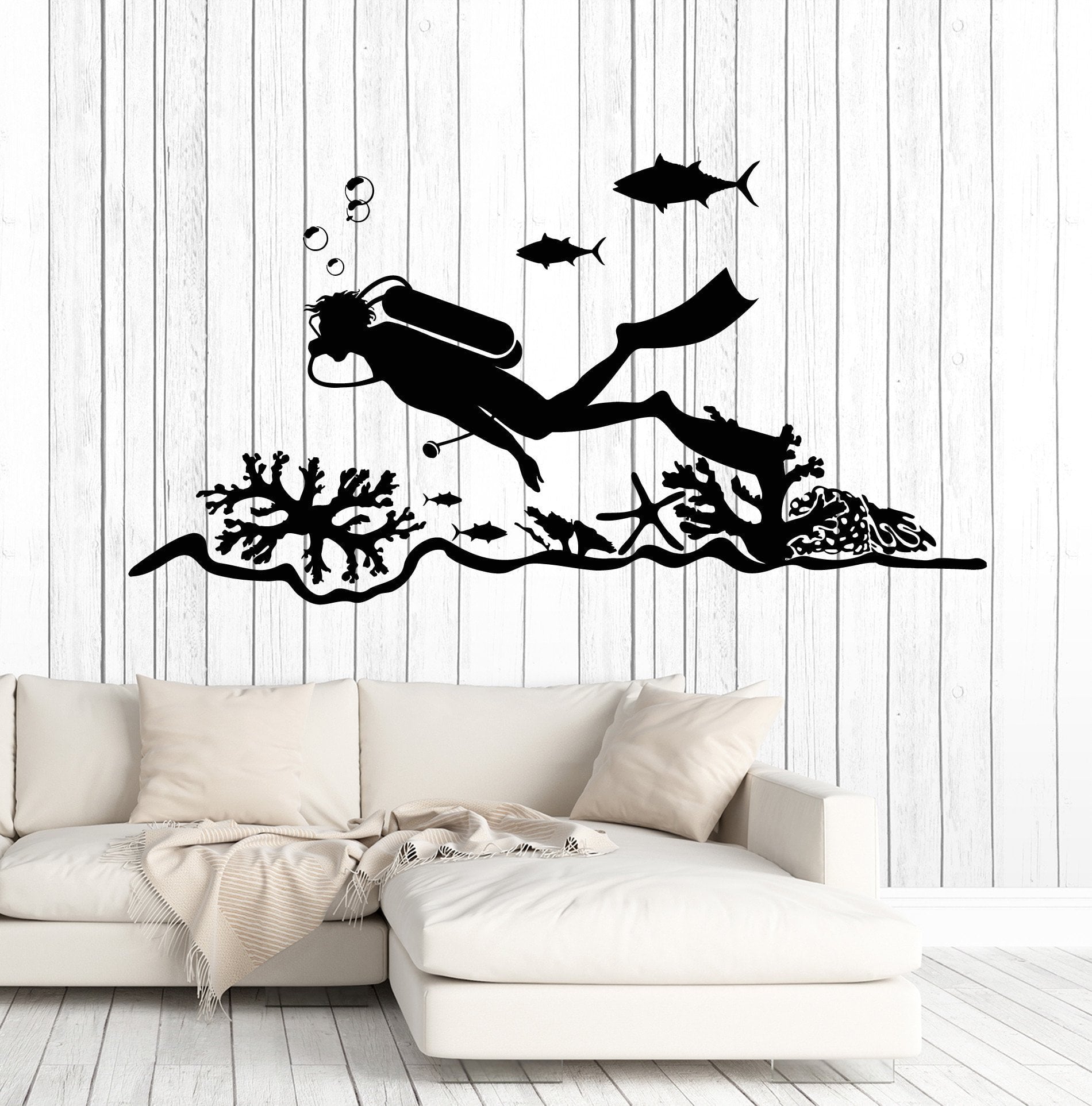 Vinyl Wall Decal Scuba Diving Center Diver Ocean Stickers Murals Uniqu ...