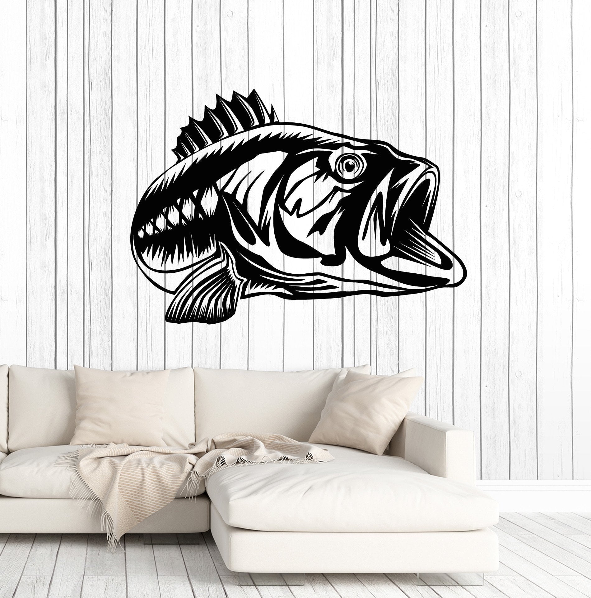 Vinyl Wall Decal Fish Ocean Sea Fishing Shop Decoration Stickers Mural ...