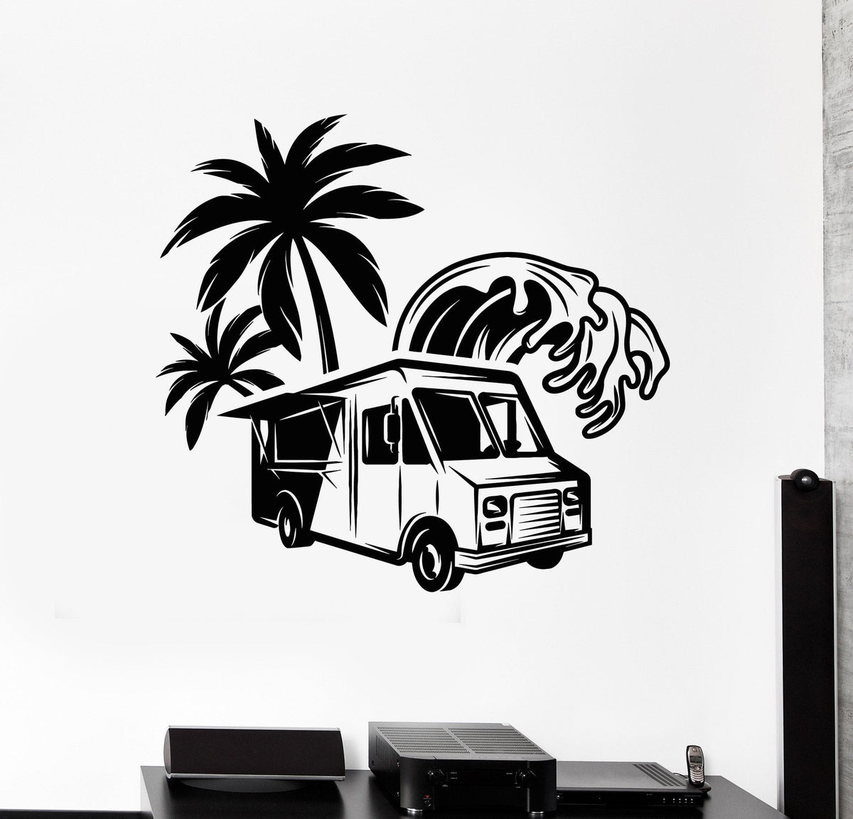 Vinyl Wall Decal Food Truck Palm Wave Fast Food Stickers Unique Gift ...