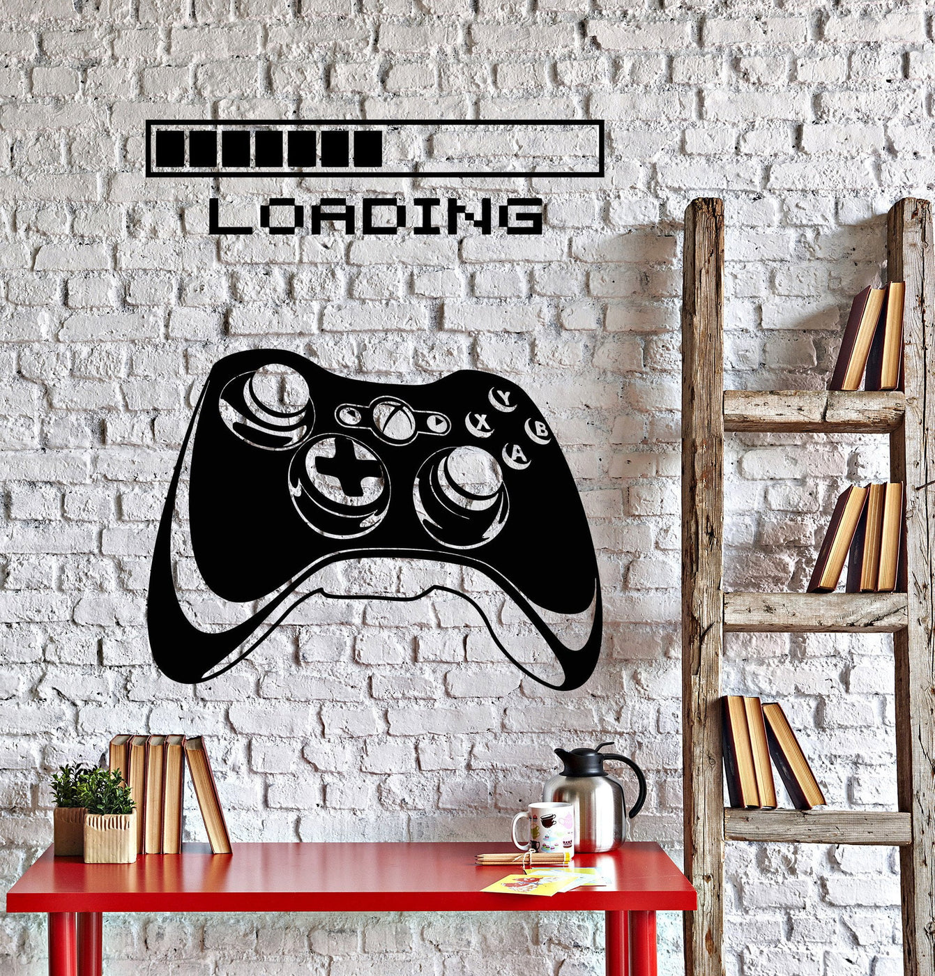 Gaming Vinyl Wall Decal Art Joystick Loading Video Game Stickers Uniqu ...