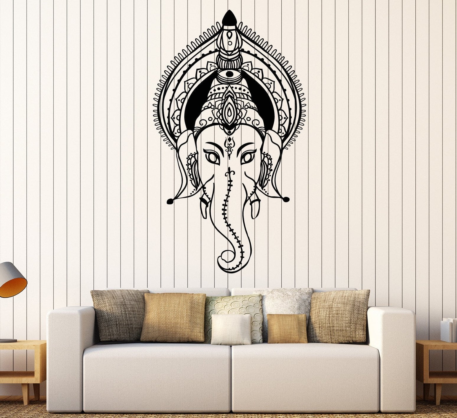 Vinyl Wall Decal Ganesha Head Indian God Elephant Stickers Unique Gift ...