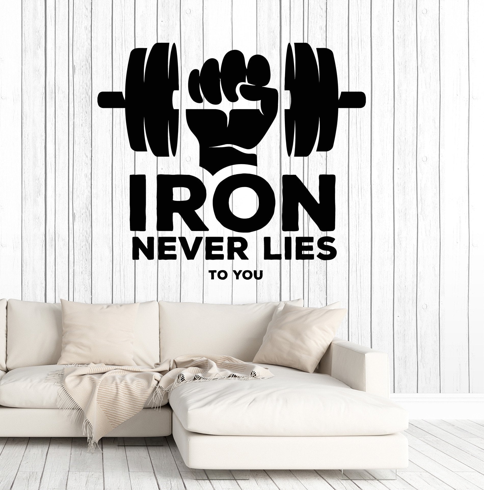 Vinyl Wall Decal Gym Quote Bodybuilding Fitness Iron Sport Stickers Un ...
