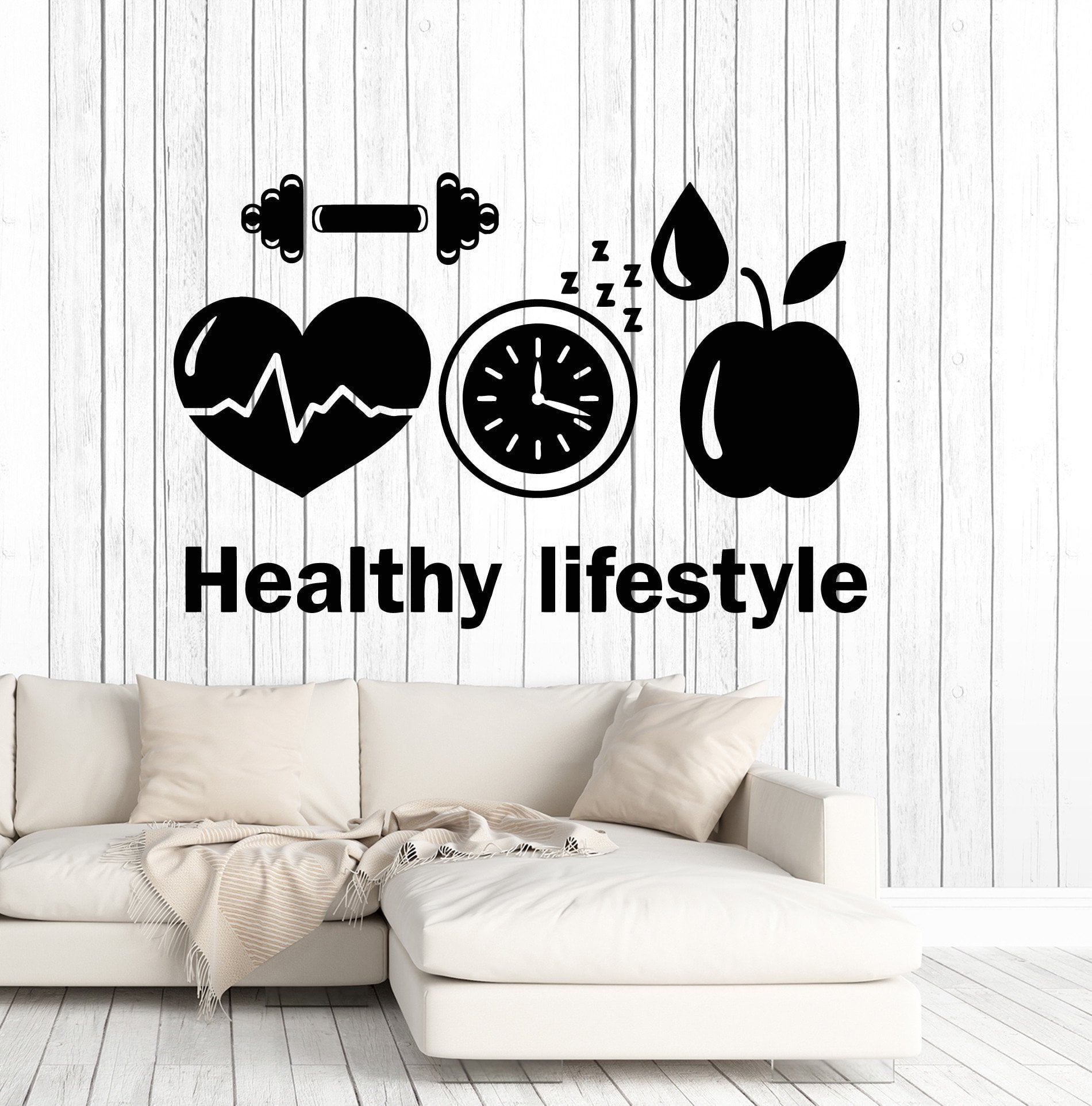 Vinyl Wall Decal Healthy Lifestyle Sports Motivation Diet Gym Stickers ...