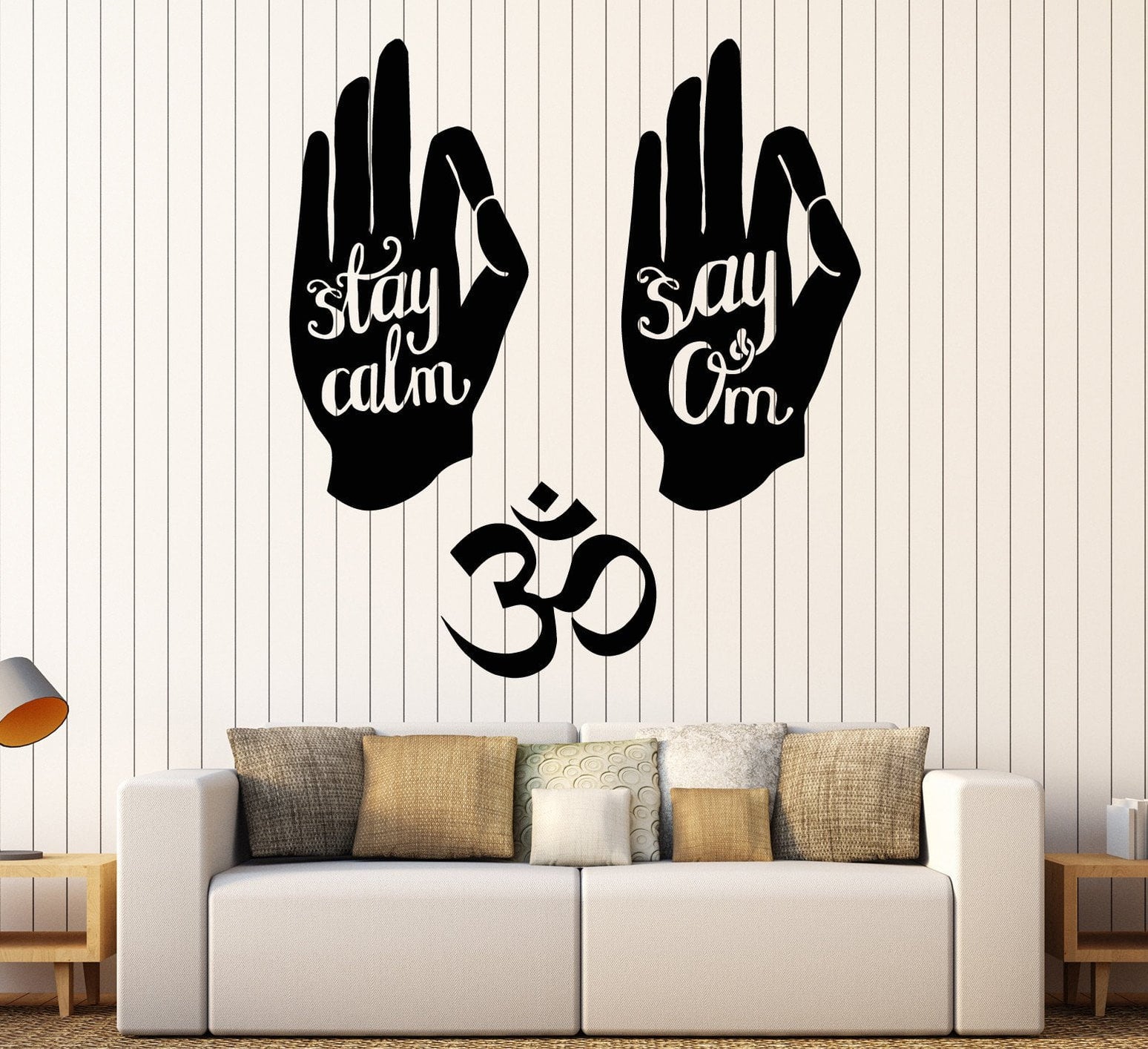 Vinyl Wall Decal Hinduism Hand Om Symbol Hindu Yoga Quote Stickers Uni ...