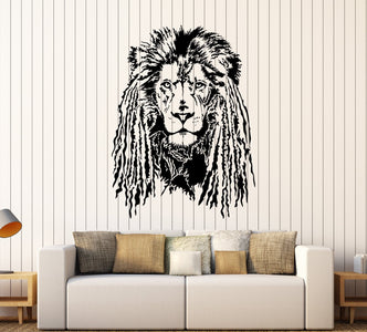 Vinyl Wall Decal Lion Head with Dreadlocks Tribal Art Stickers Unique ...