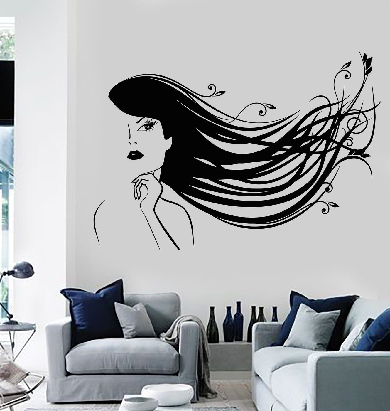 Vinyl Wall Decal Hair Salon Hairstyle Woman Beauty Stylist Stickers Un ...