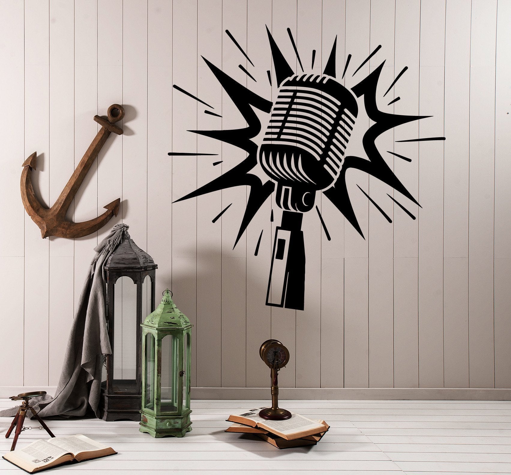 Vinyl Wall Decal Microphone Karaoke Musical Art Stickers Unique Gift ...