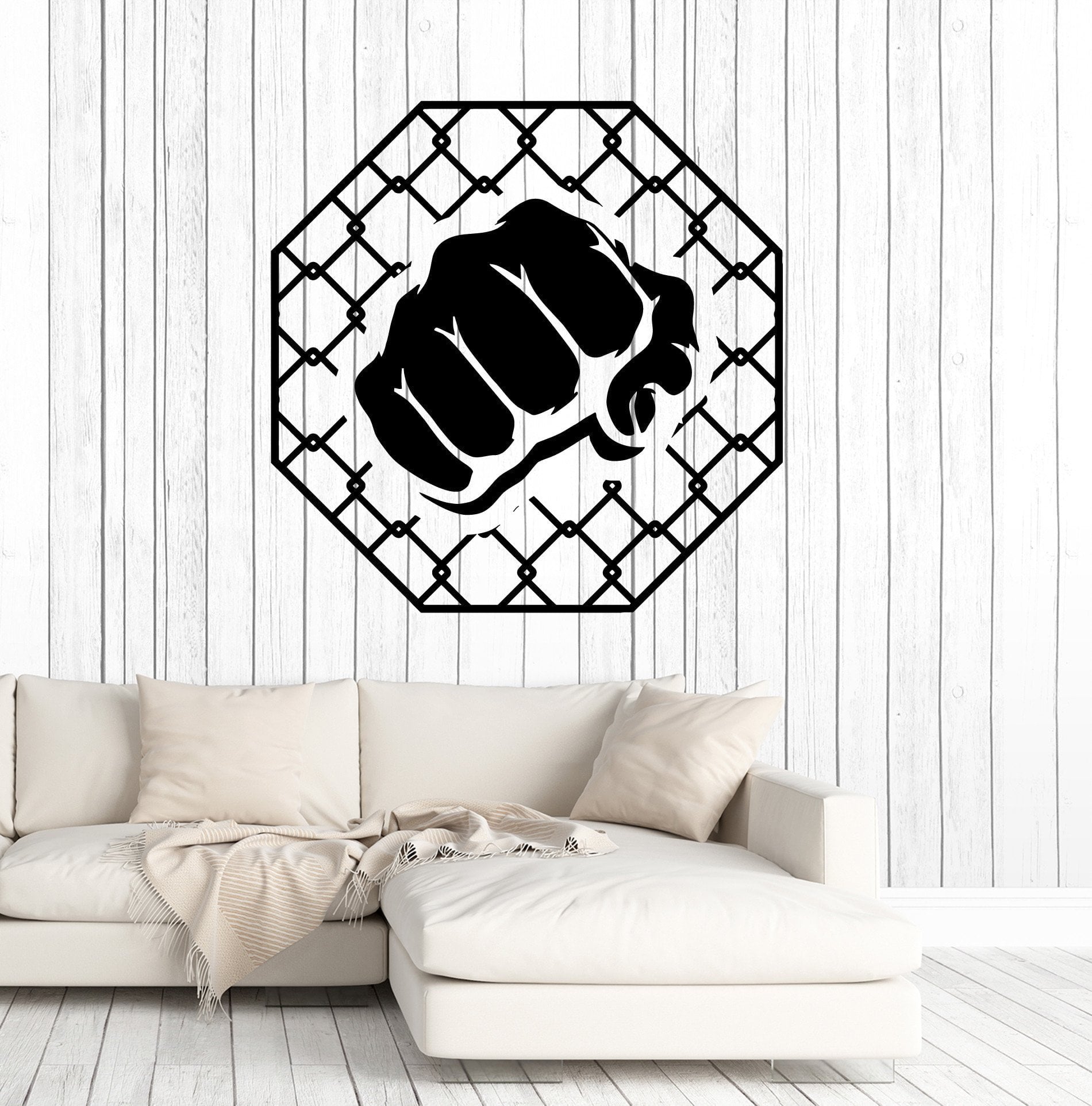 Vinyl Wall Decal MMA Cage Martial Arts Fight Fighters Stickers Murals ...