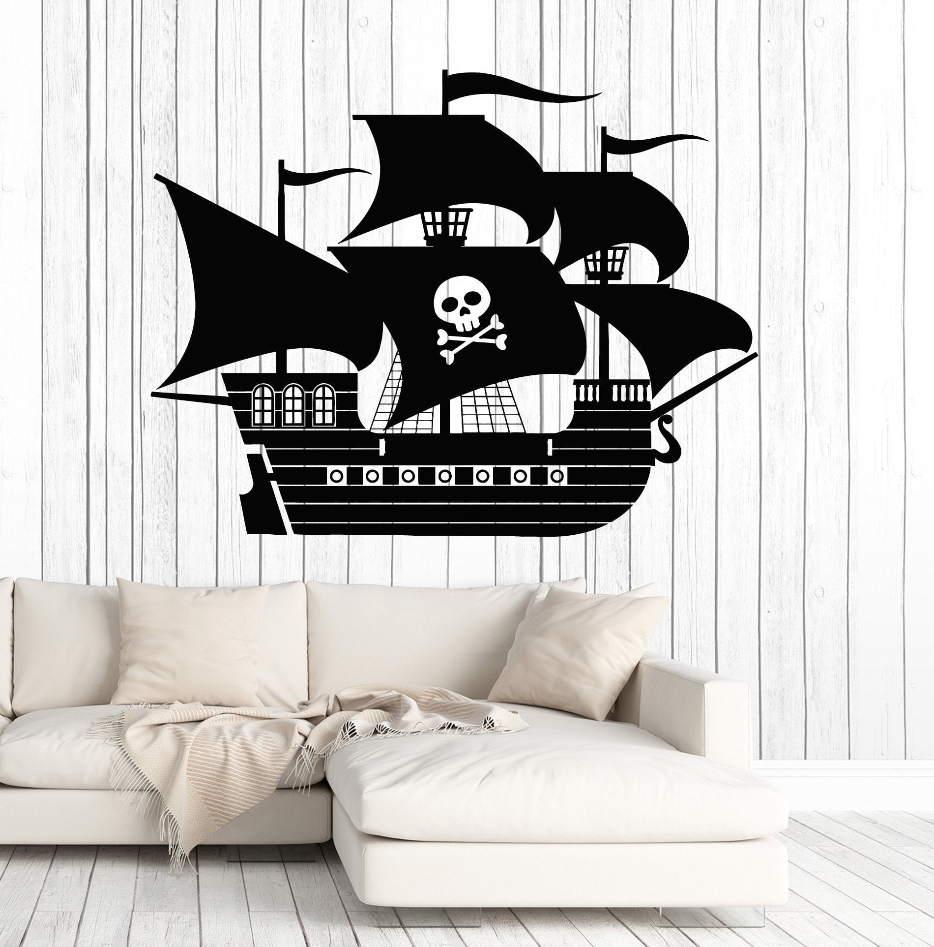 Vinyl Wall Decal Pirate Ship Kids Room Interior Decoration Stickers Un ...