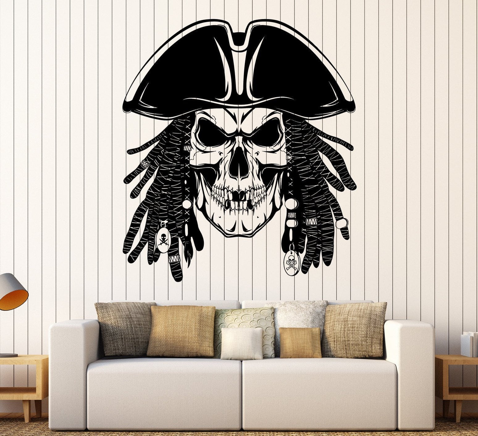 Vinyl Wall Decal Pirates Dead Skull Dreadlocks Stickers Unique Gift (i ...