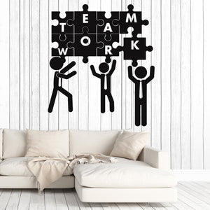 Vinyl Wall Decal Teamwork Puzzle Office Decoration Team Building Stick ...