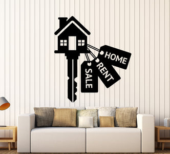 Vinyl Wall Decal Real Estate Keys House Home Rent Stickers Murals Uniq ...