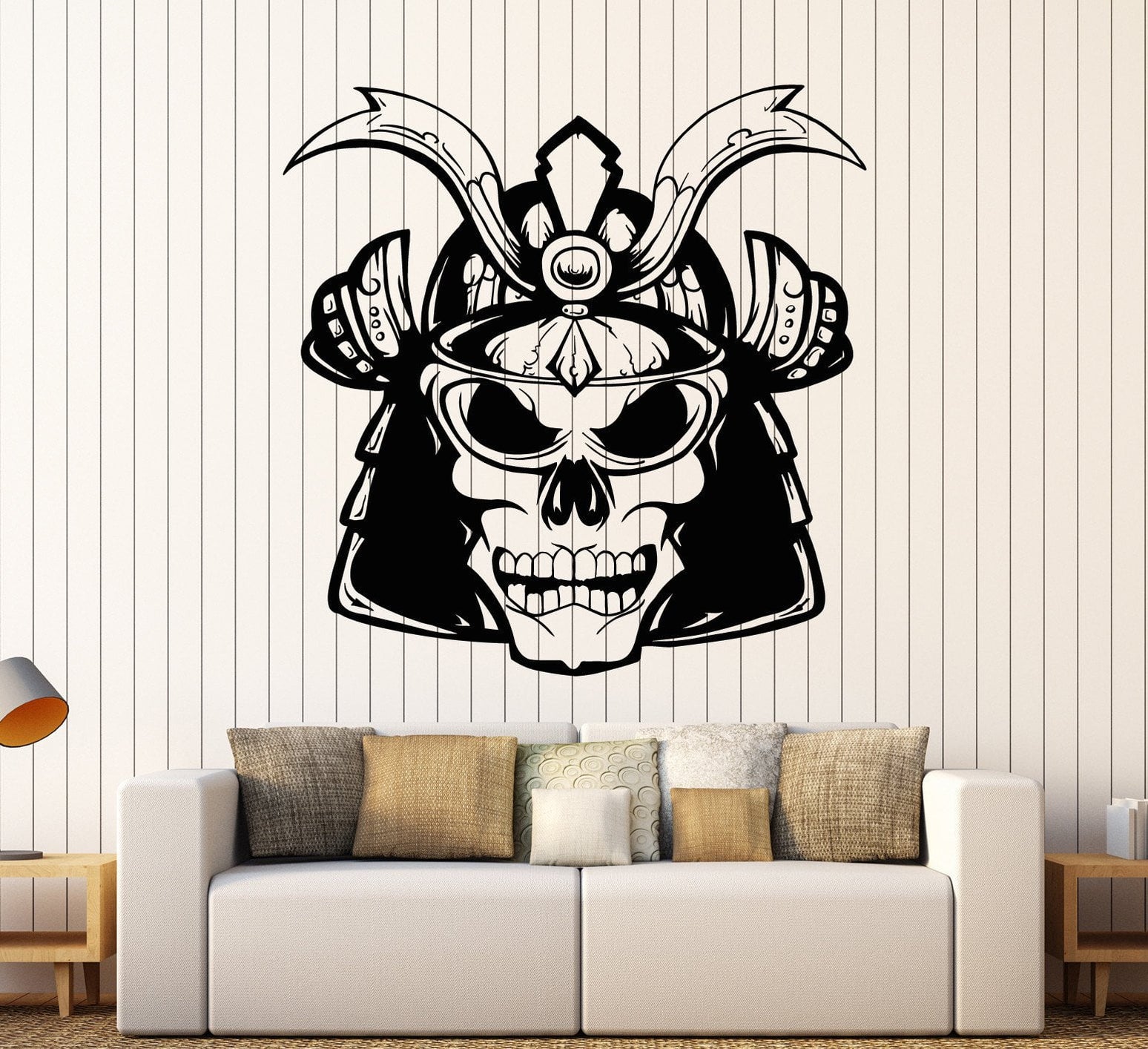 Vinyl Wall Decal Samurai Helmet Skull Asian Style Stickers Mural Uniqu ...
