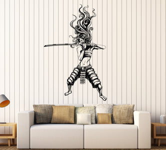 Vinyl Wall Decal Samurai Woman Asian Warrior Japanese Stickers Unique ...