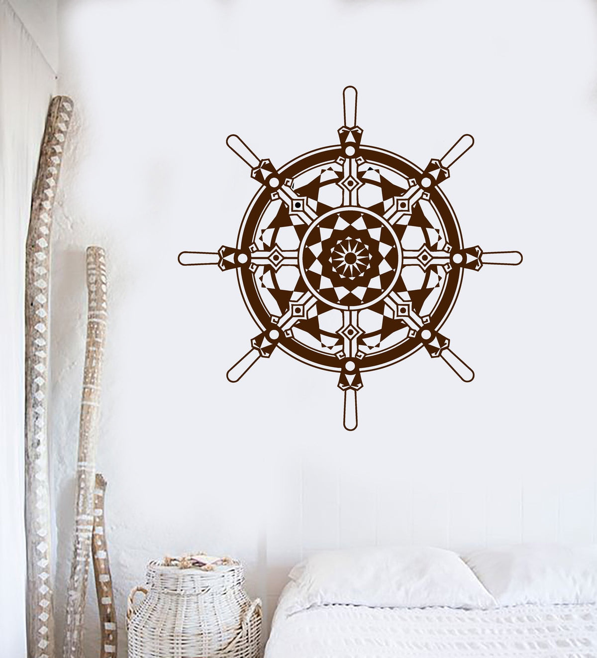 Vinyl Wall Decal Ship Wheel Marine Nautical Art Sailor Stickers Unique ...