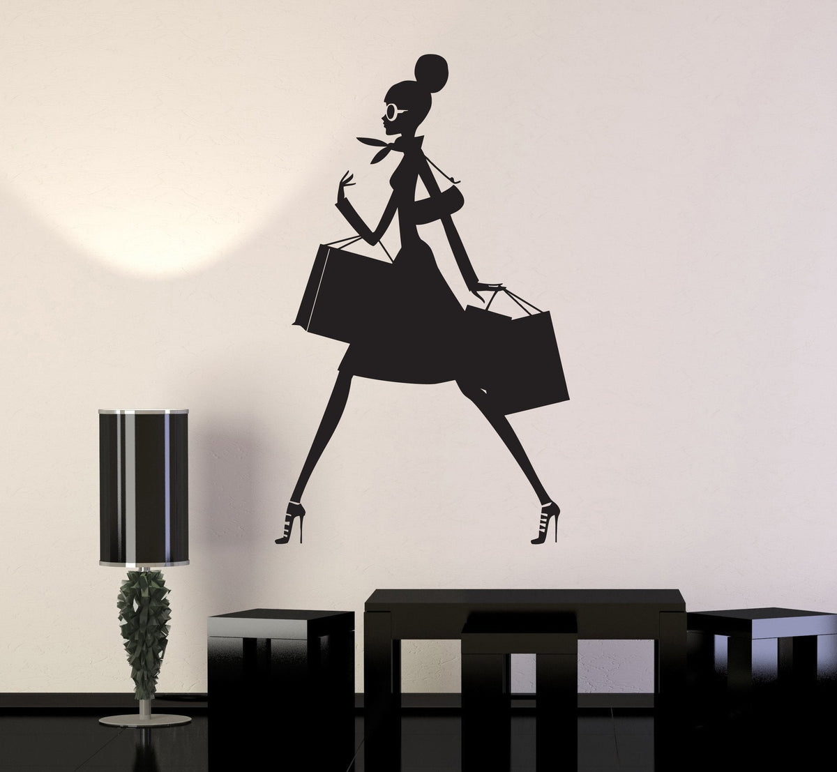Vinyl Wall Decal Shopping Woman Mall Shop Store Business Stickers ...