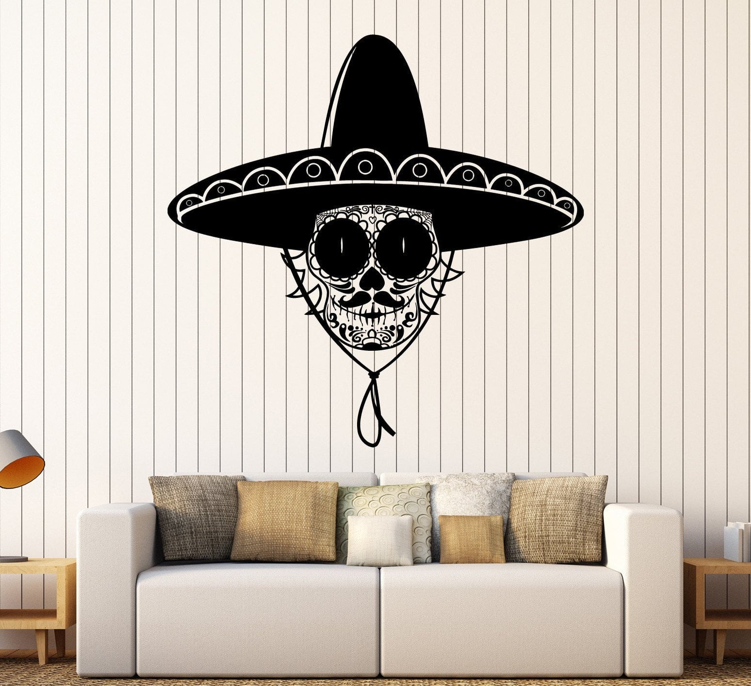 Vinyl Wall Decal Skull Sombrero Mexican Art Latin America Stickers Uni ...