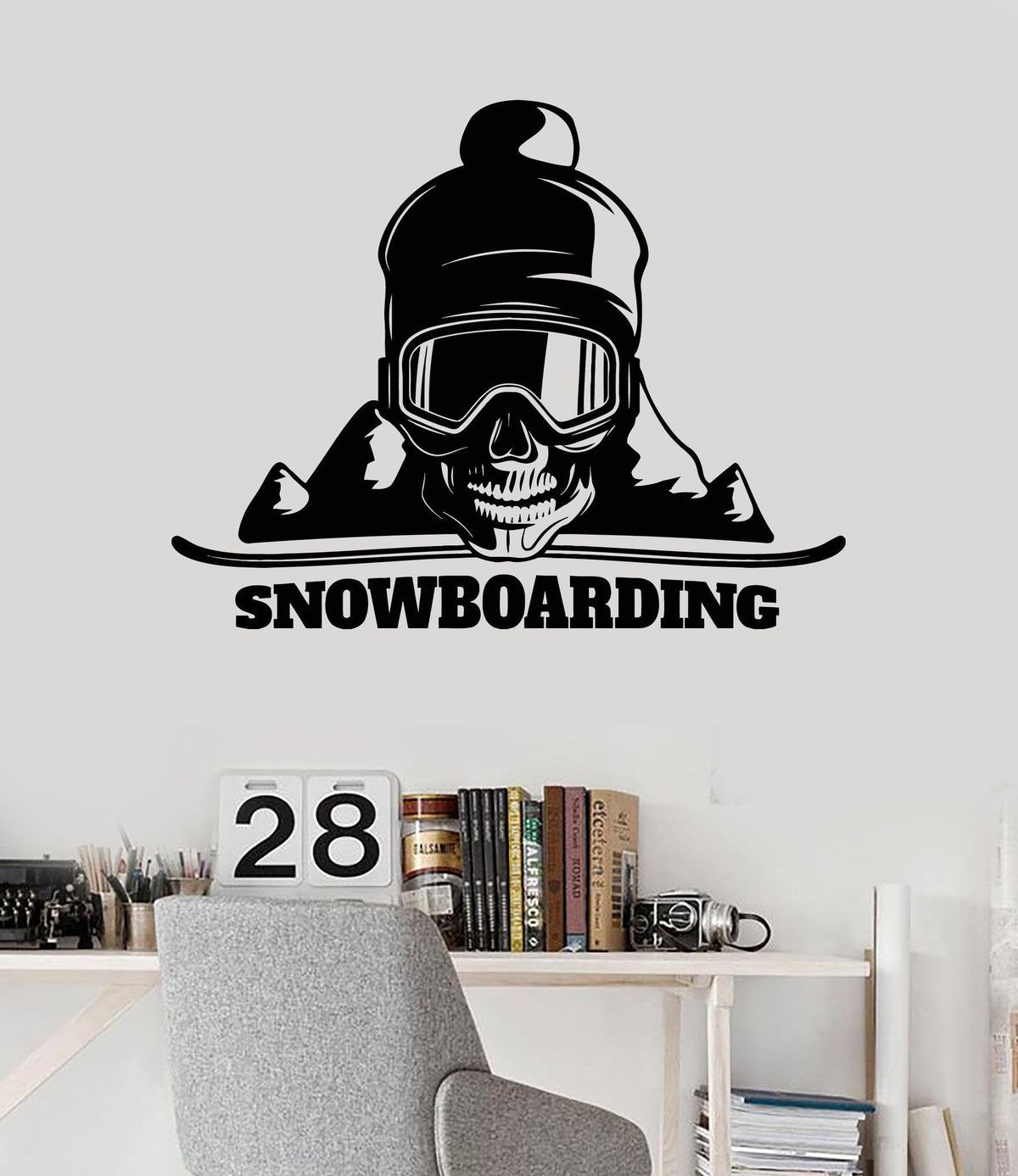 Vinyl Wall Decal Snowboard Skull Mountain Extreme Sports Stickers Uniq ...