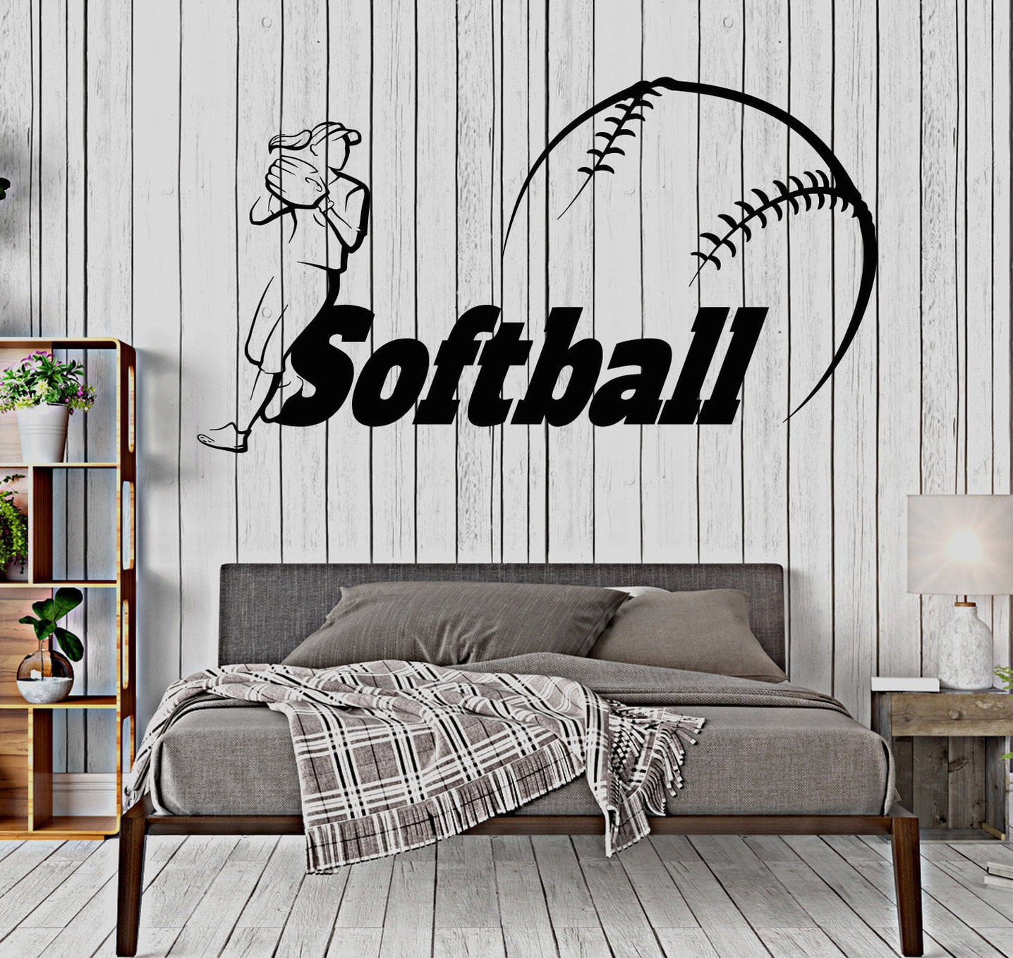 Vinyl Wall Decal Softball Word Player Ball Sports Stickers Unique Gift ...