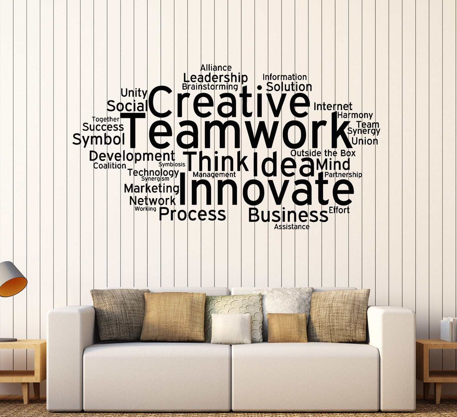 Vinyl Wall Decal Teamwork Quote Cloud Words Office Decoration Stickers ...