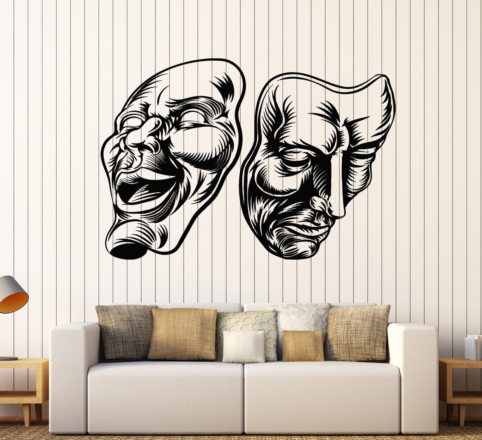 Vinyl Wall Decal Theatrical Masks Theatre Comedy Tragedy Stickers Uniq ...