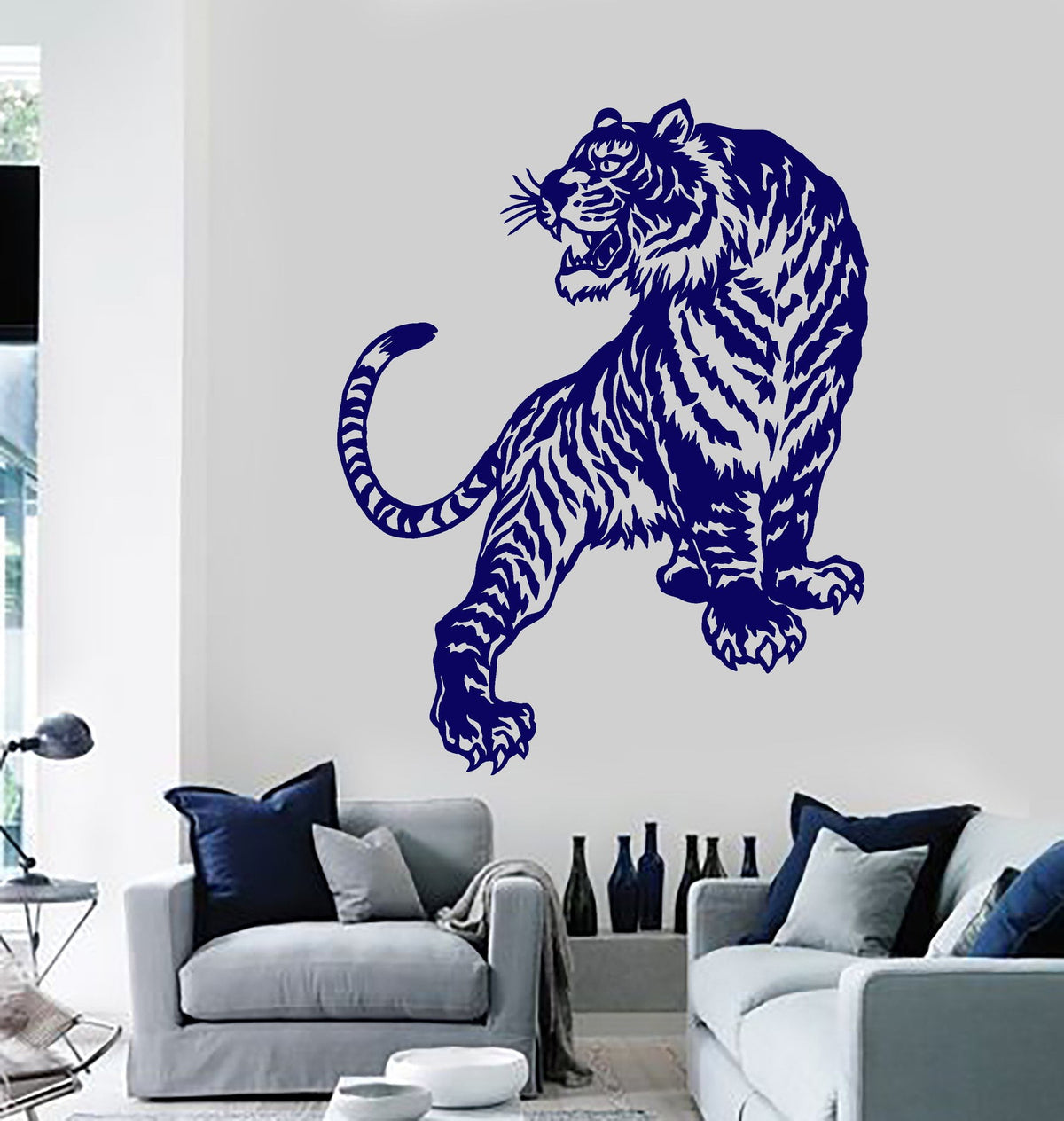 Vinyl Wall Decal Roaring Tiger Animal Tribal Predator Stickers Unique ...