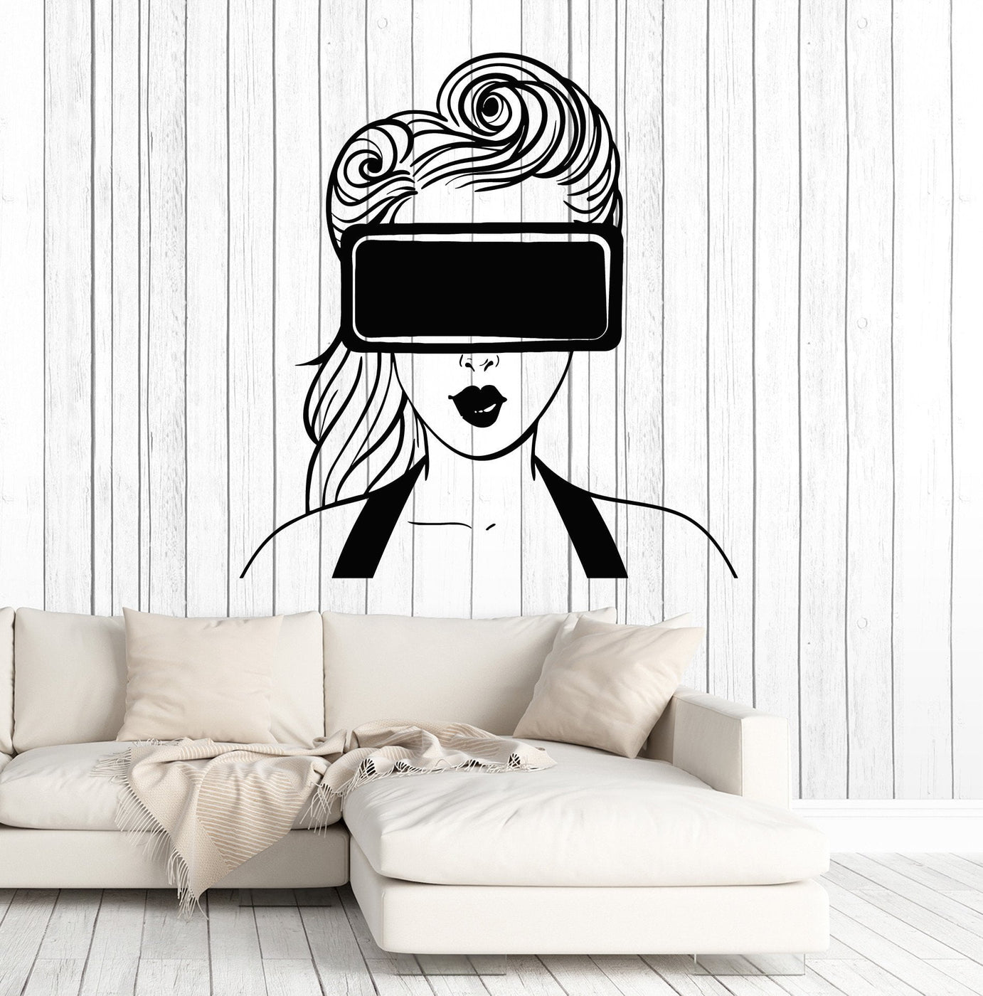 Vinyl Wall Decal Virtual Reality VR Headset Girl Art Decor Stickers Un ...