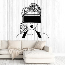 Vinyl Wall Decal Virtual Reality VR Headset Girl Art Decor Stickers Un ...