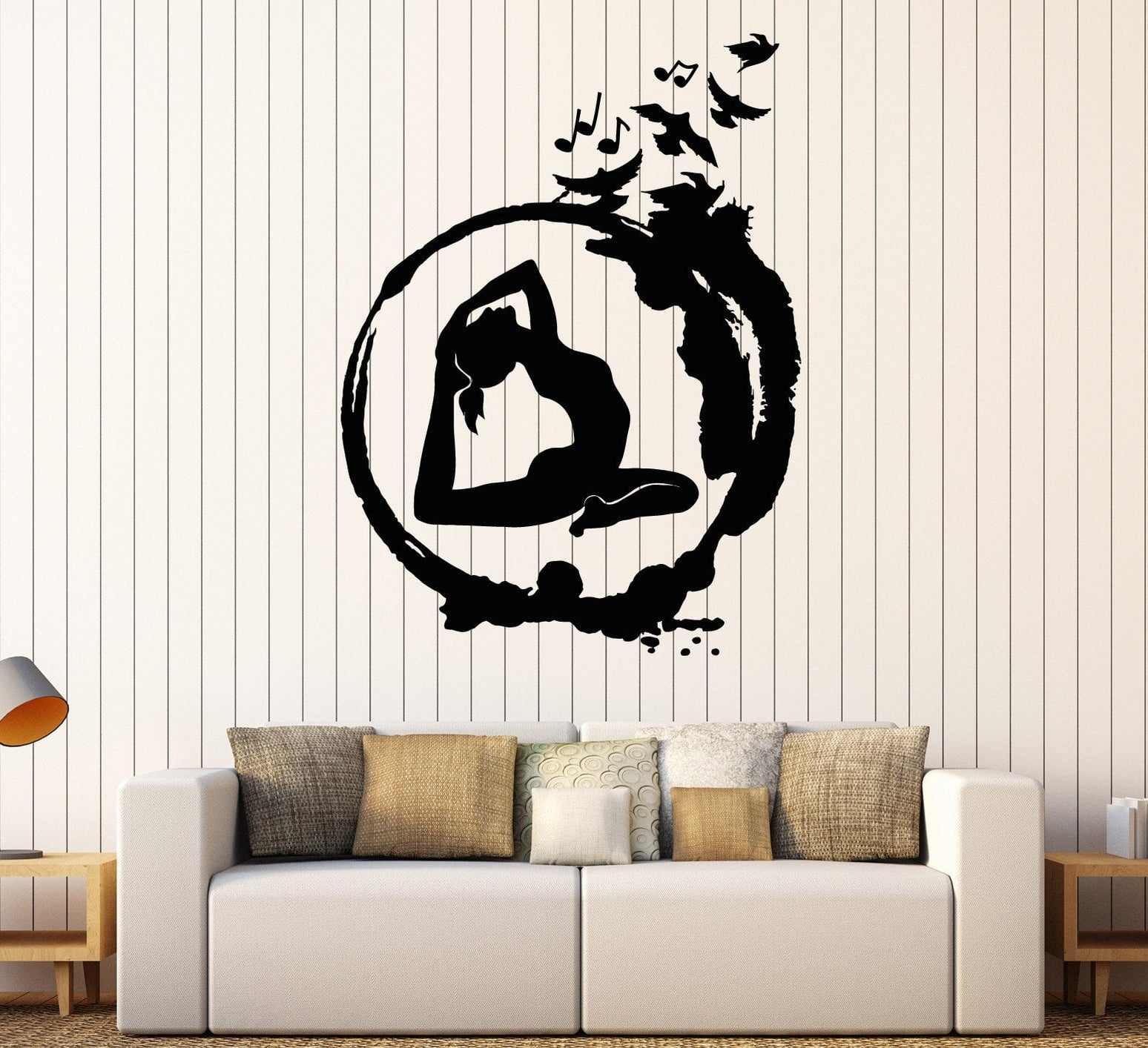 Vinyl Wall Decal Yoga Zen Circle Meditation Buddhism Birds Stickers Un ...