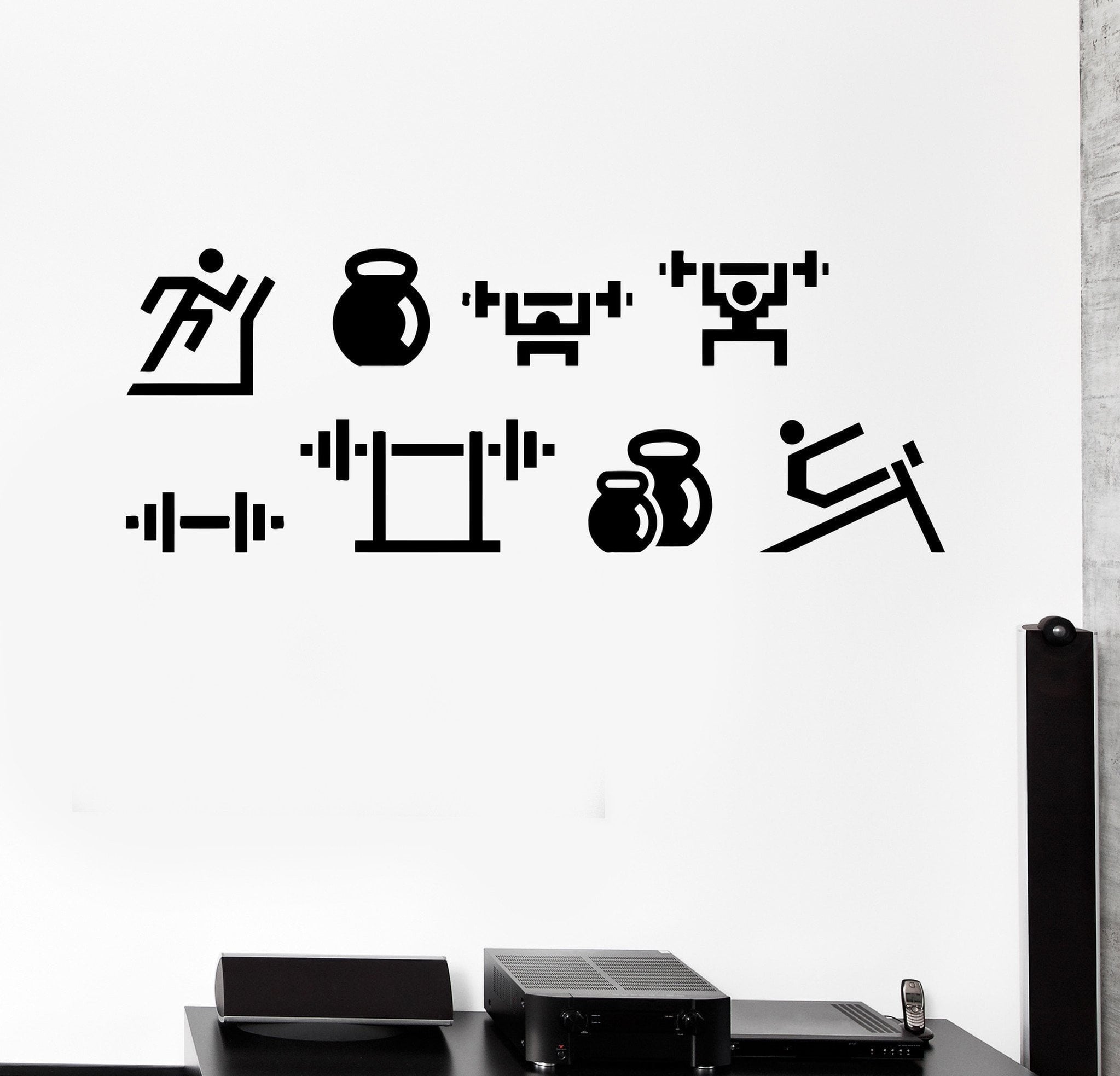 Vinyl Wall Decal Sports Set Fitness Gym Healthy Lifestyle Stickers Uni ...