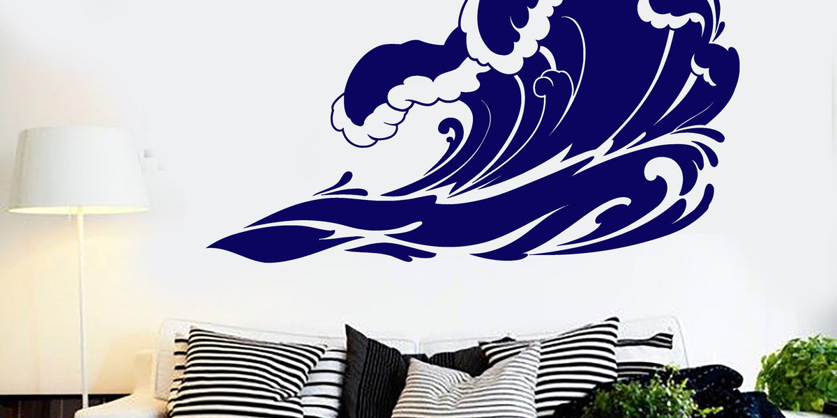 Vinyl Wall Decal Great Waves Sea Ocean Marine Style Tsunami Stickers U ...